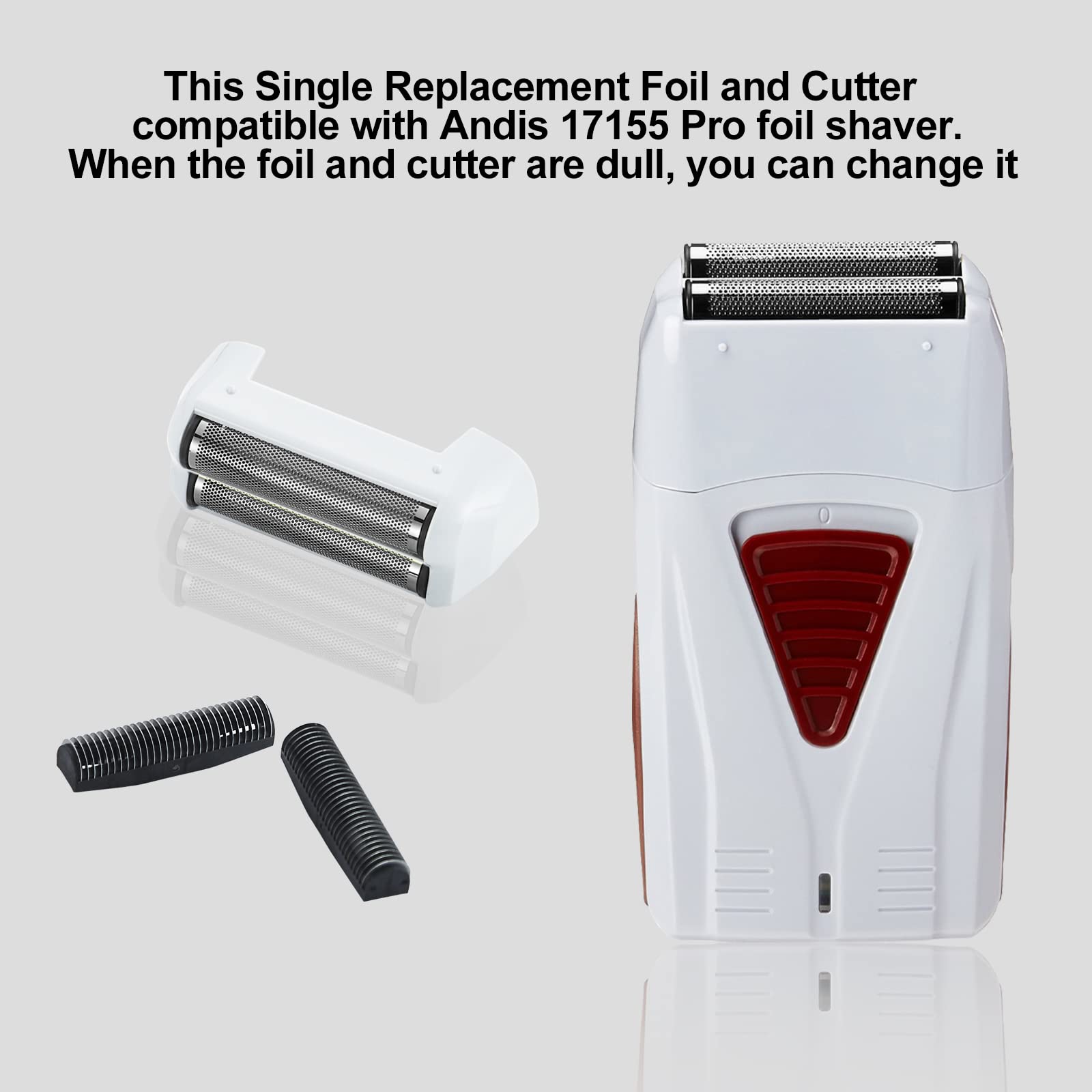 Shaver Replacement Silver Foil and Cutters Compatible with Andis 17150/17155 Pro Lithium Titanium Foil Shaver Replacement Heads(2 pack)