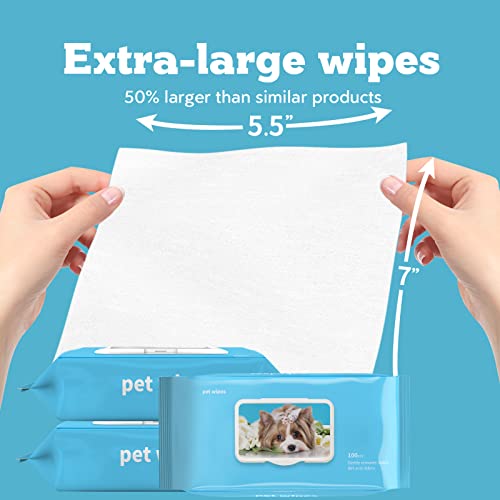 WHOMASS Pet Wipes for Dog and Cat,6" x 8“ Standard Cleans Ears,Face,Paws,Butt,Body and Eye-Multipurpose Grooming Wipes (100 Count)