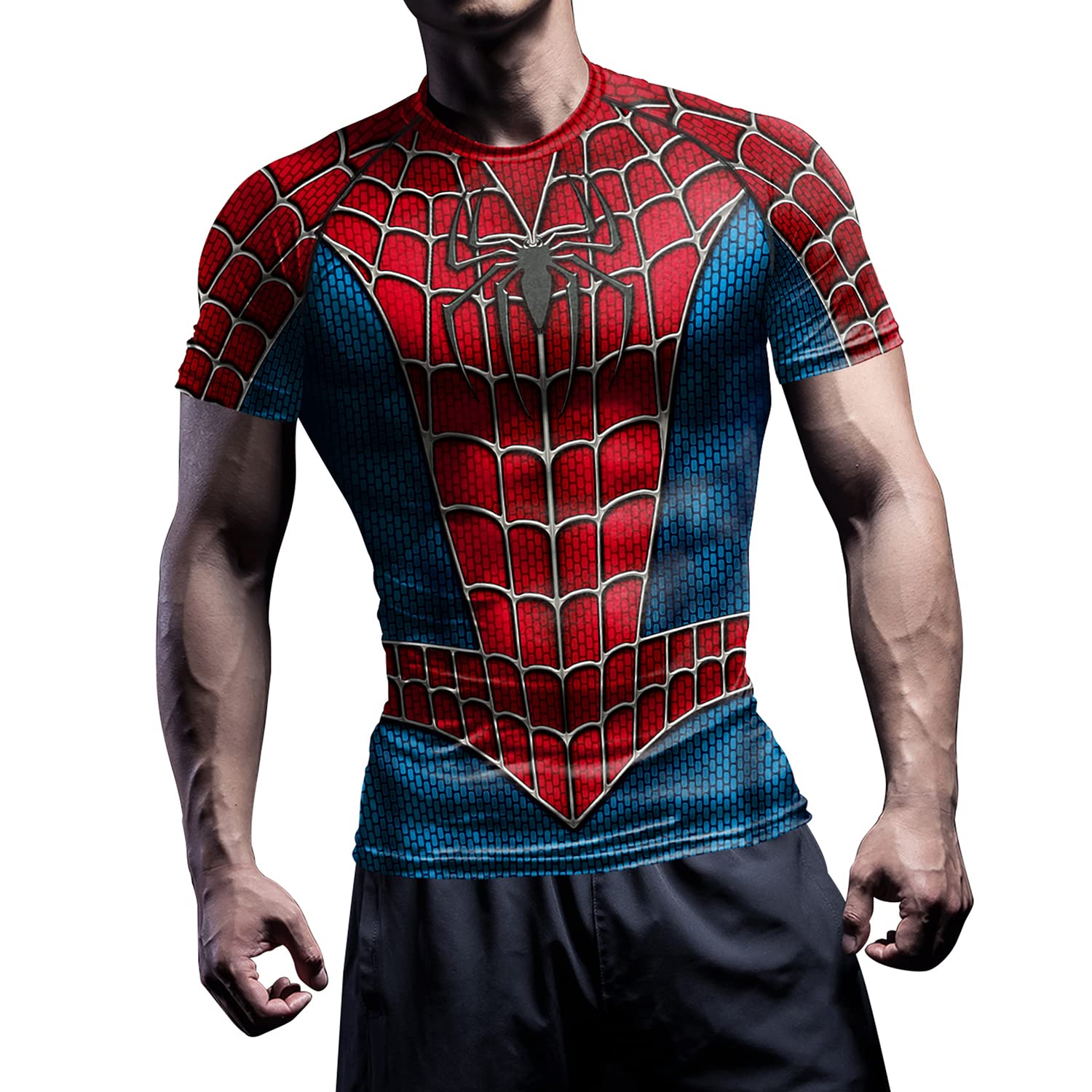 Men's Compression Shirt Short Sleeve 3D Print Workout T-Shirt Athletic Fitness Gym Cool Dry Top for Men