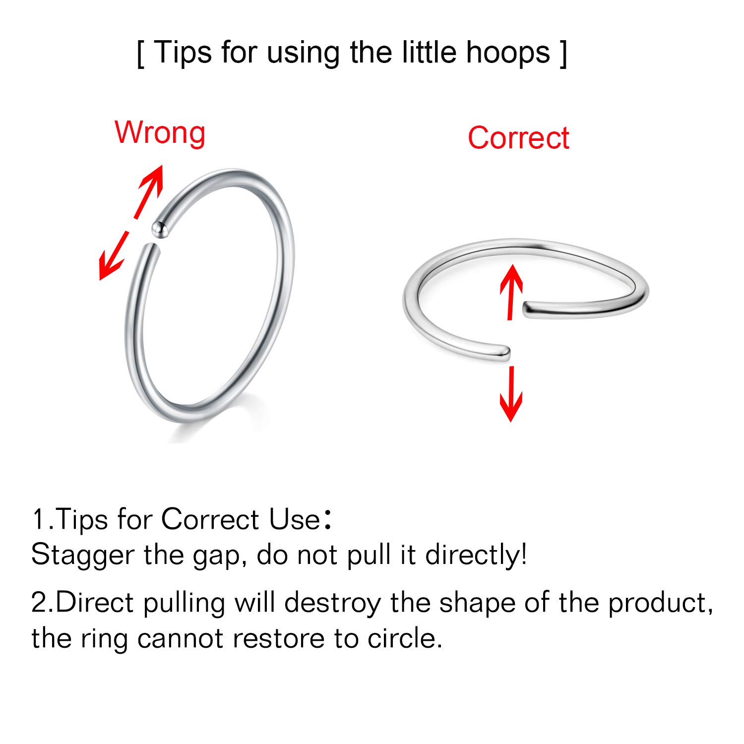 MODRSA Double Nose Ring for Single Piercing Double Nose Ring Hoop Double Loop Nose Ring