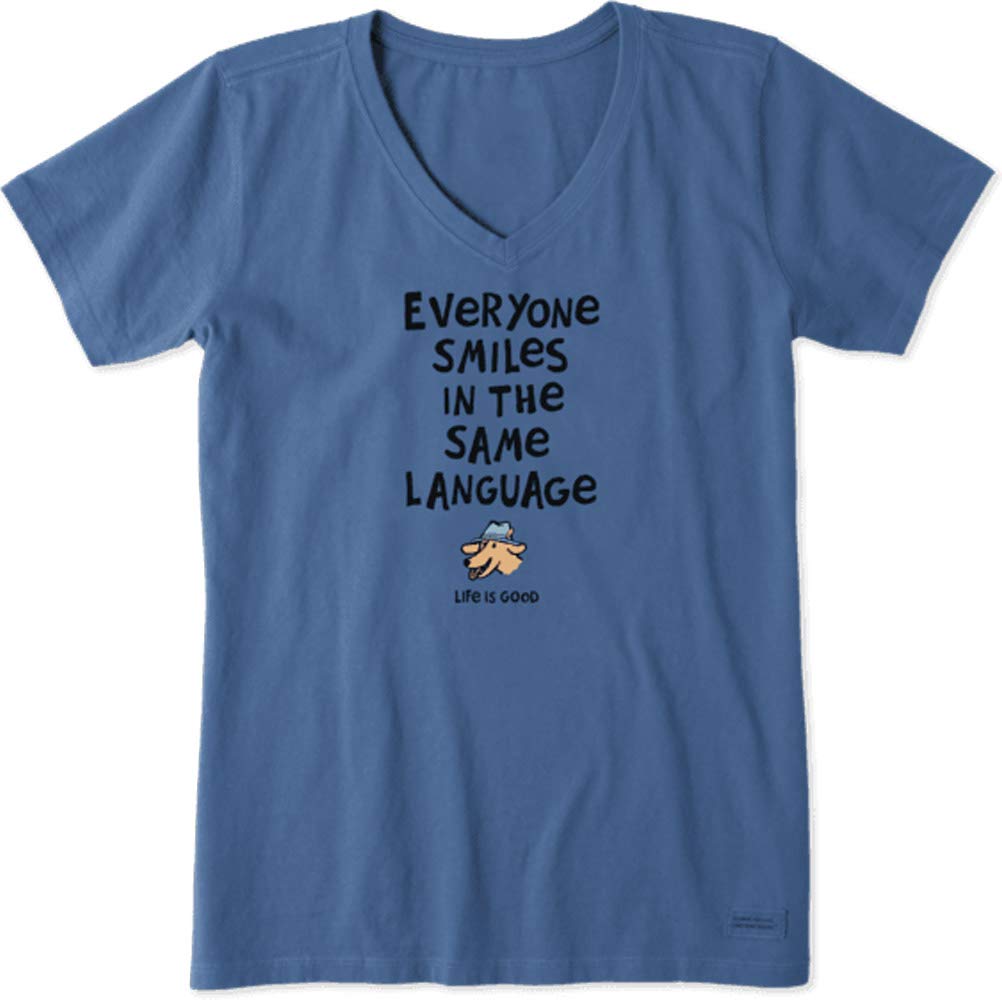 Life is good Womens Crusher, Vintage Blue, X-Small