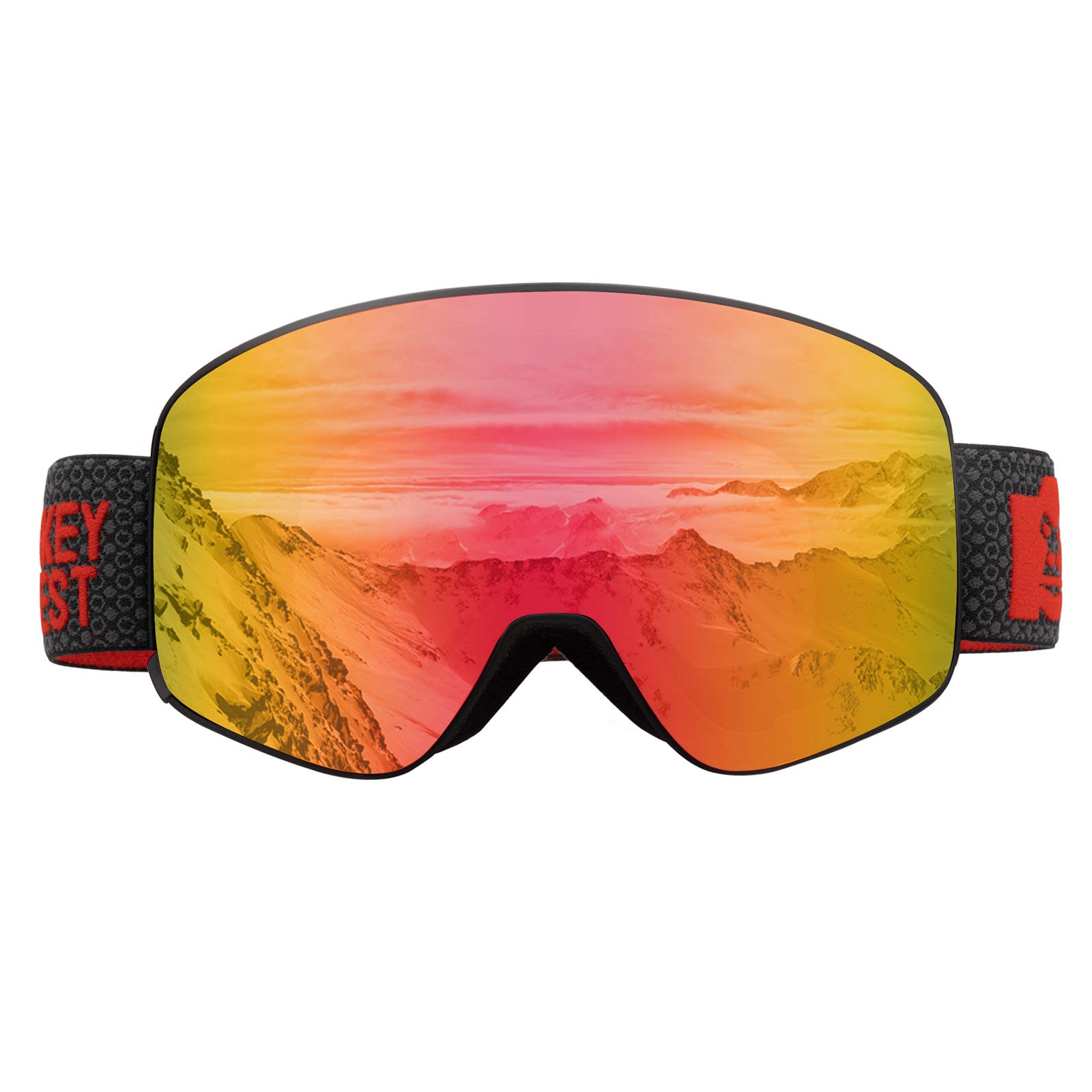 MONKEY FOREST Ski Goggles,Interchangeable Lens Anti-Slip Strap Snowboard Goggles