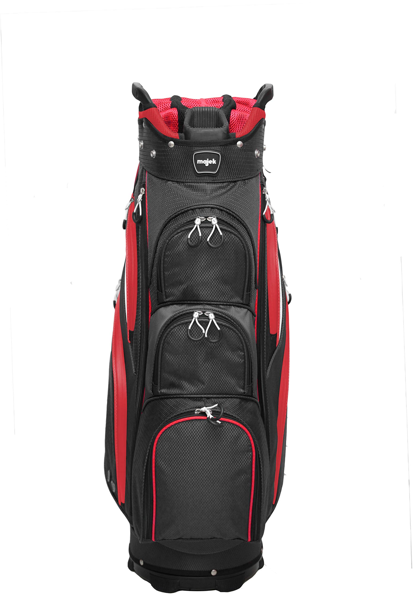 Majek Premium Men's Black Red White Golf Bag 9.5 inch 14-Way Friendly Separator Top with Putter Sleeve