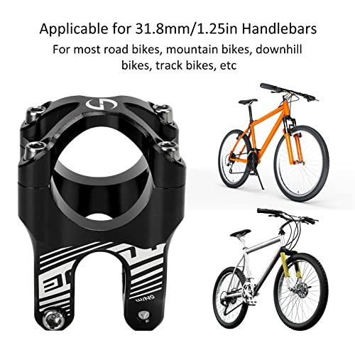 Pwshymi Handlebar Short Stem, Firmly Bike Stem High Strength Rust Proof Lightweight for Downhill Bikes for Road Bikes(Black)