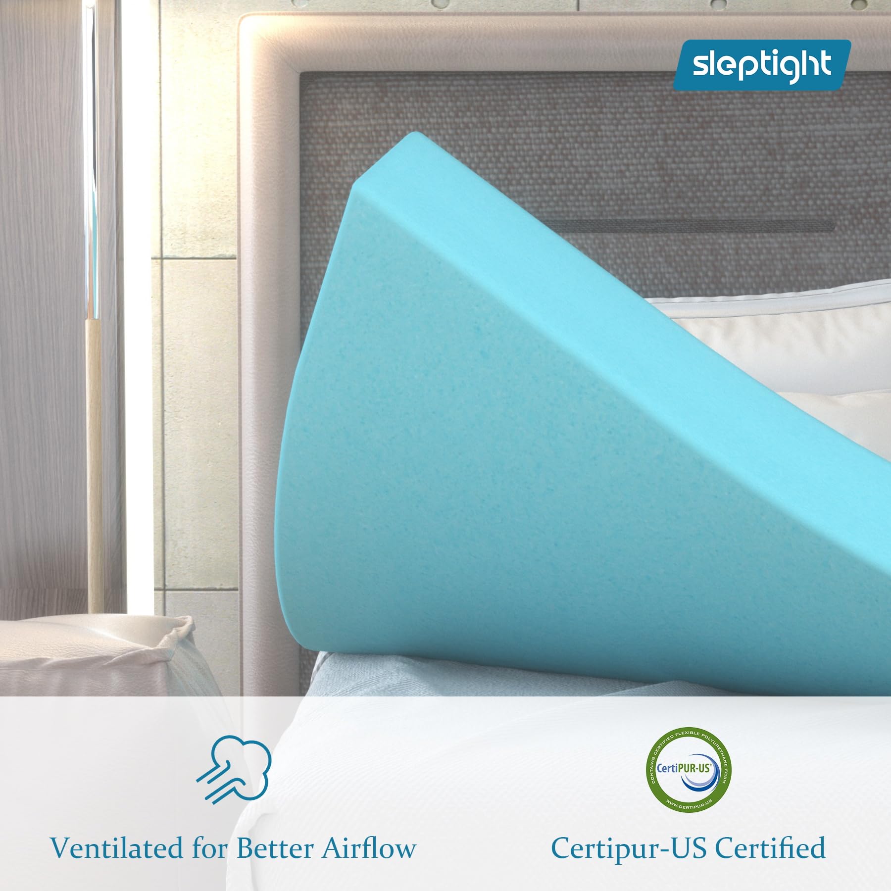 Sleptight 3 inches Hospital Size Mattress Topper in a Box,Bed Topper for Pressure Relief ,CertiPUR-US Certified 72 * 33 * 3 inches Mattress Pads Blue