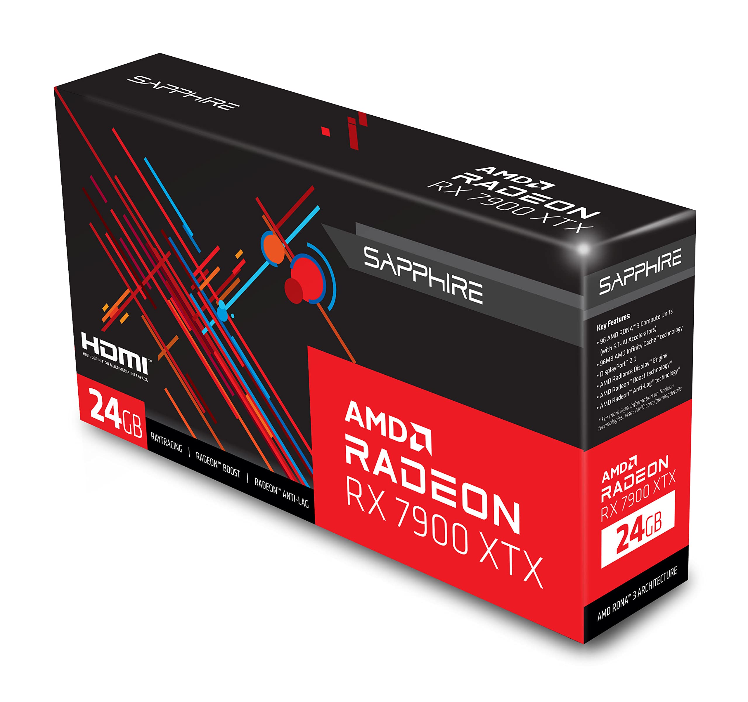 Sapphire 21322-01-20G AMD Radeon RX 7900 XTX Gaming Graphics Card with 24GB GDDR6, AMD RDNA 3