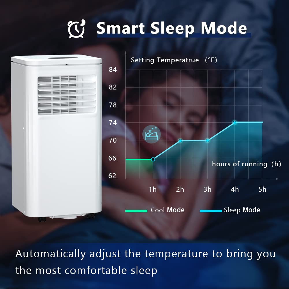 Portable Air Conditioners, 10000 BTU Portable AC Unit with Dehumidifier, Fan, Remote Control, 24H Timer, Freestanding Air conditioner for Cooling 300 Sq.Ft. Rooms, Low Noise