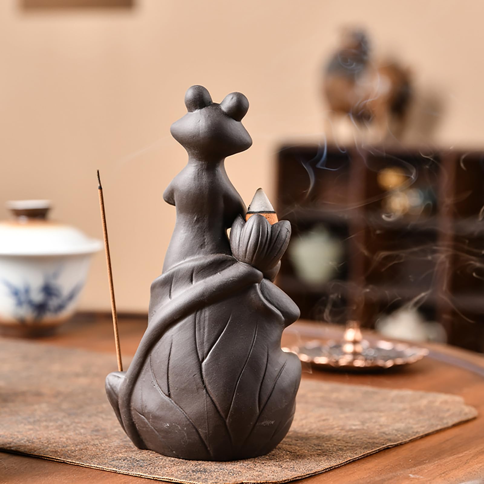 Jueison Backflow Incense Burner Incense Waterfall Burner Cute Pigs Deocr Ashtray Ash Catcher Incense Holder with 20 Incense Cones +30 Incense Sticks +1 Mat +1 Tweezer (Fruit)