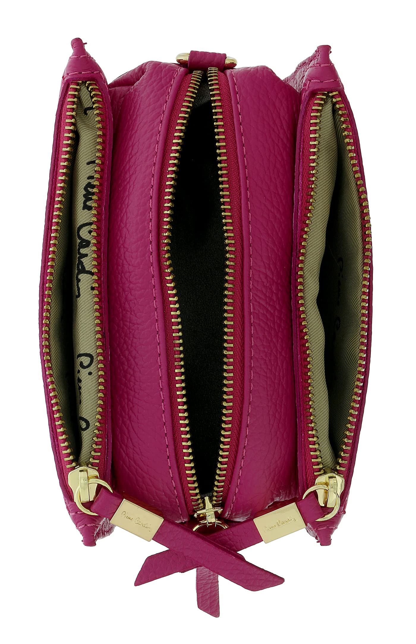 Pierre Cardin Fuschia Leather Small Structured Square Crossbody Bag for womens