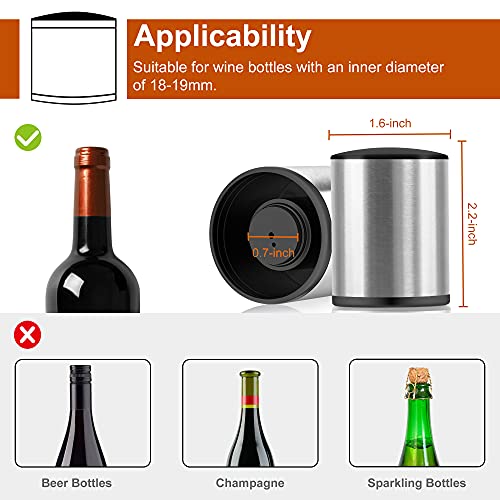 Wine Stopper - HOOMIL ๐ฎ ๐๐๐๐ค Stainless Steel Vacuum Wine Bottle Stoppers, Reusable Wine Saver, Wine Accessories Gift for Friends, Family, Wine Lovers - Silver
