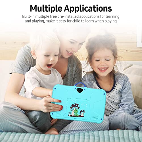 mewmewcat Tablet, Q8 7 inch Kids Tablet IPS Screen 1024 * 600 Resolution 1GB+8GB Memory Android 6.0 Support WiFi/BT Connection Blue US Plug