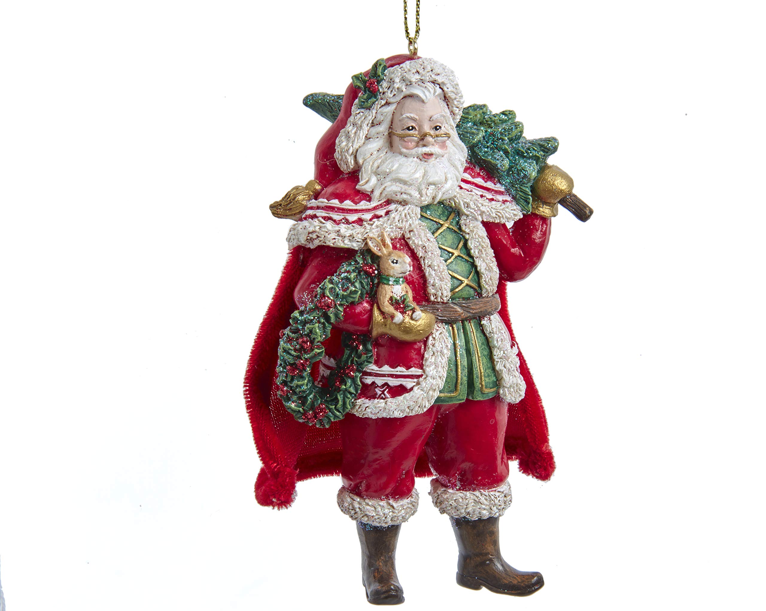 Kurt Adler E0455 Woodland Santa Hanging Ornament, 4-inch High, Resin