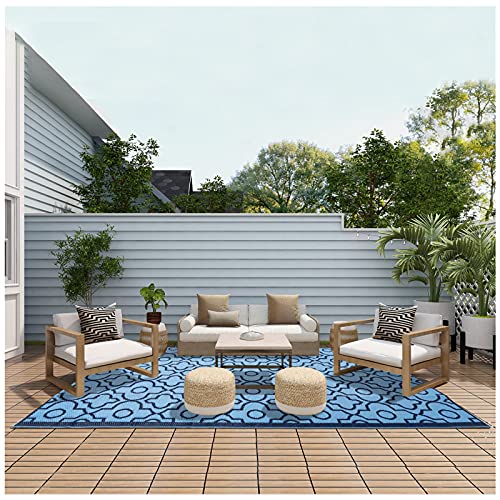Reversible Outdoor Rugs for Patio Decor 5' x 8' Waterproof Large Area Rug Non-Slip Portable Outdoor Carpet Floor Mats for RV Camping Deck Picnic Beach Backyard HL