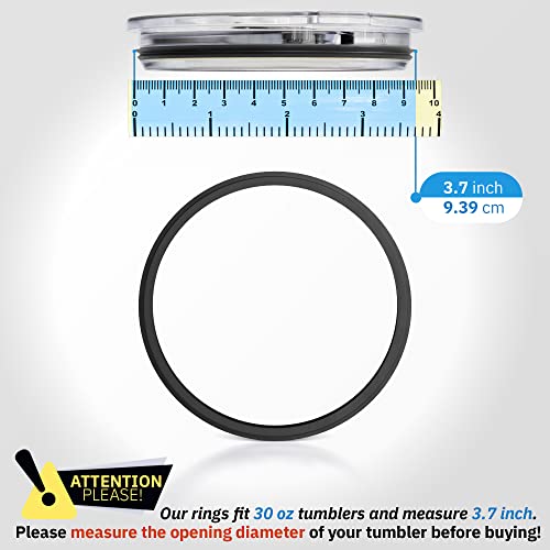 Pack of 3, 30 oz Replacement Rubber Lid Ring, 3.7 Inch Diameter - Gasket Seals, Lid for Insulated Stainless Steel Tumblers, Cups Vacuum, fit for Brands Yeti, Ozark Trail, Beast, Black by C&Berg
