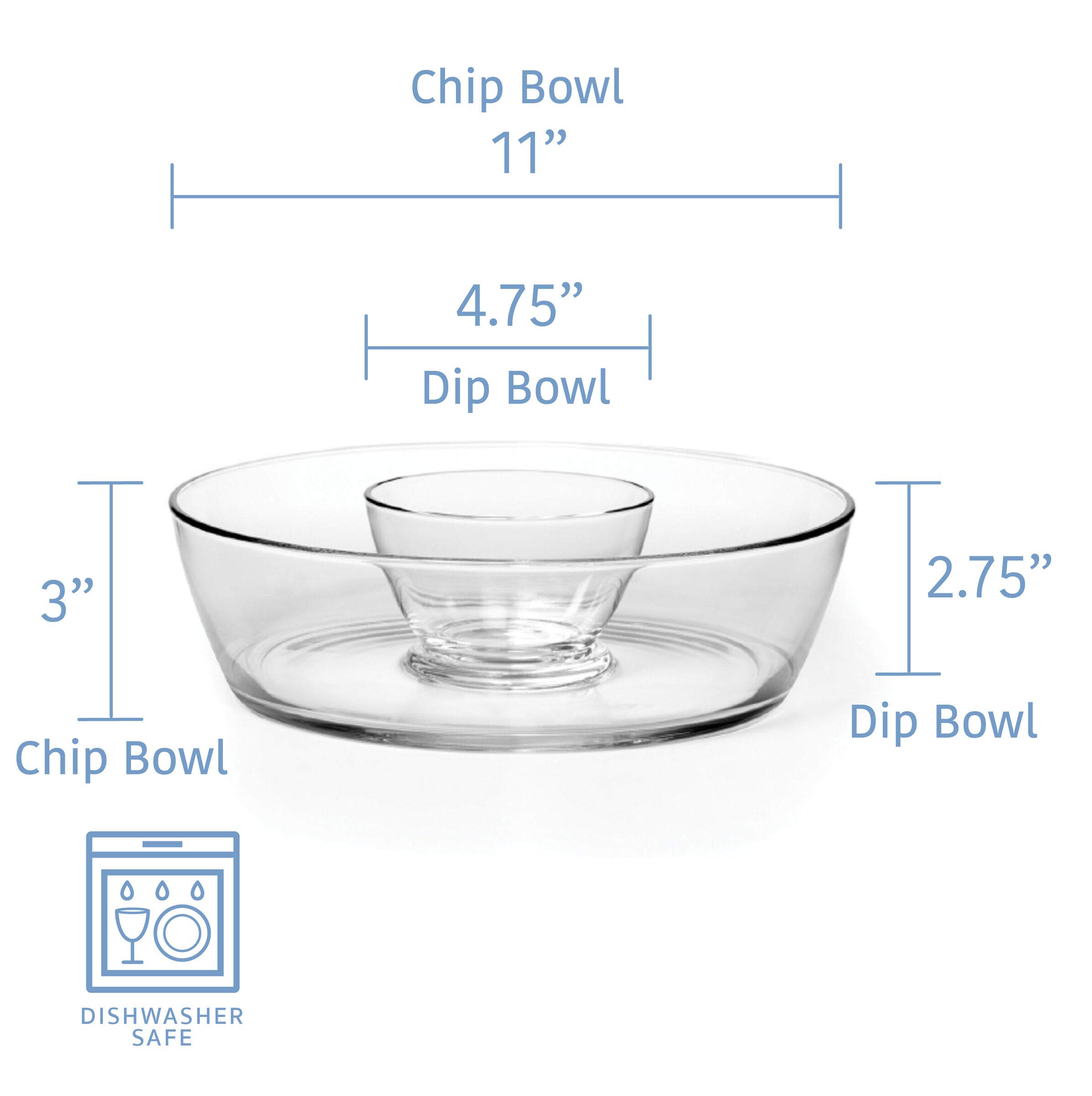 Mikasa Glass Napoli Chip and Dip Set, 11-Inch, 2-Piece, Clear