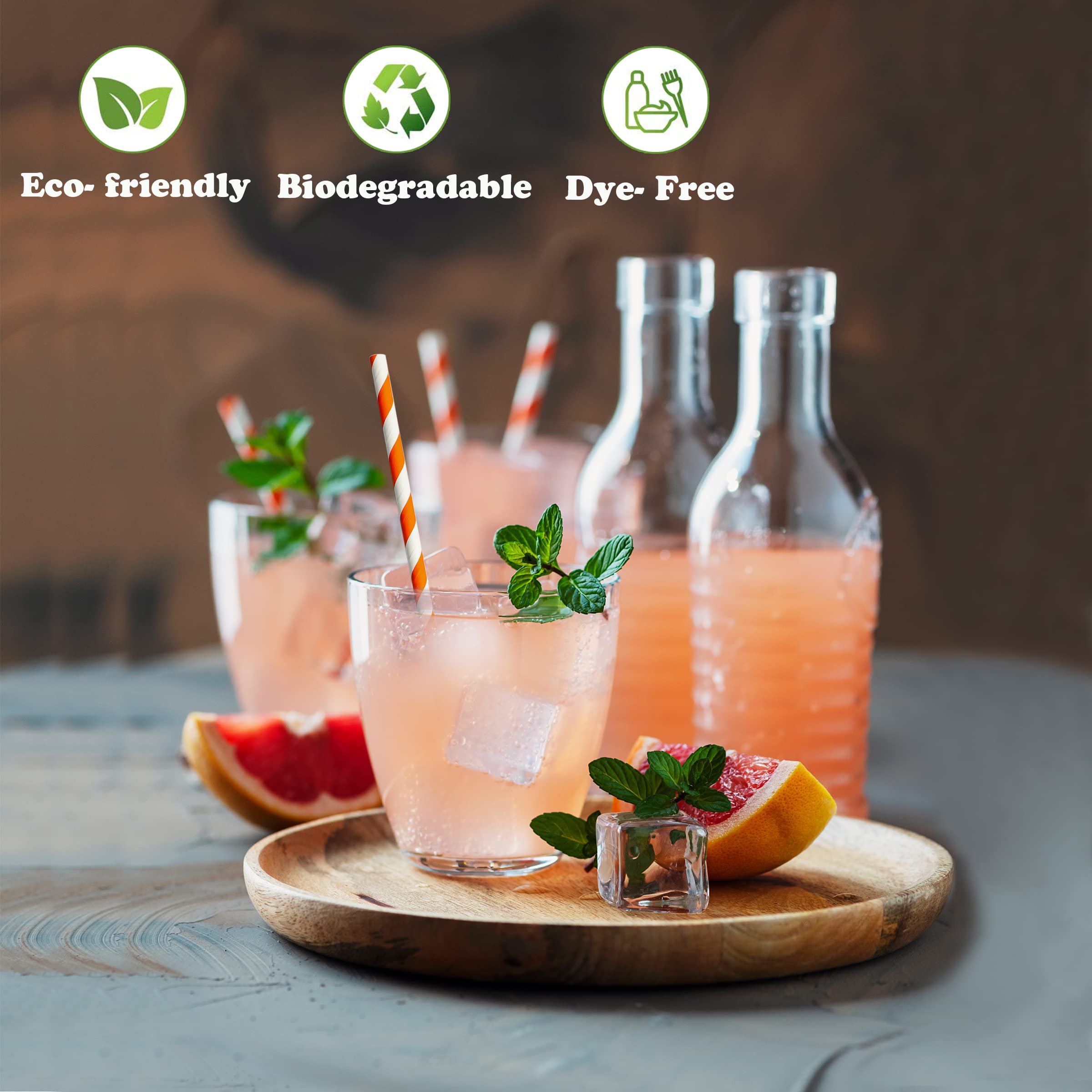 Paper Straws,200 Pcs Paper Drinking Straws For Wedding Party Restaurant Juice, Coffee Cold Drinks, Dessert and DIY Decoration (Stripe)