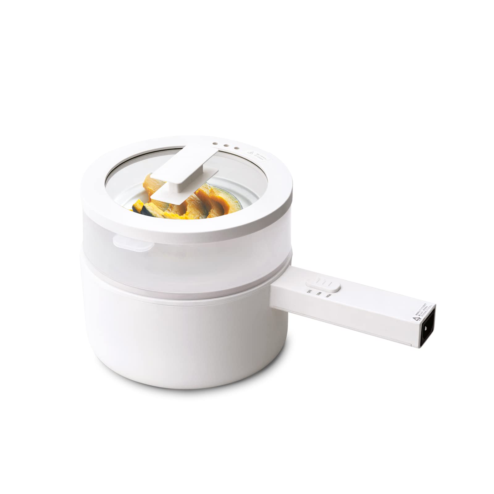 Olayks Electric Steamer for Cooking, 1.5L Ceramic Glaze Non-stick Pot, Dual Power Multi-functional Electric Cooker, Suitable for Steak, Pasta, Hot Pot, Ramen, Quick Heating and Overheat Protection