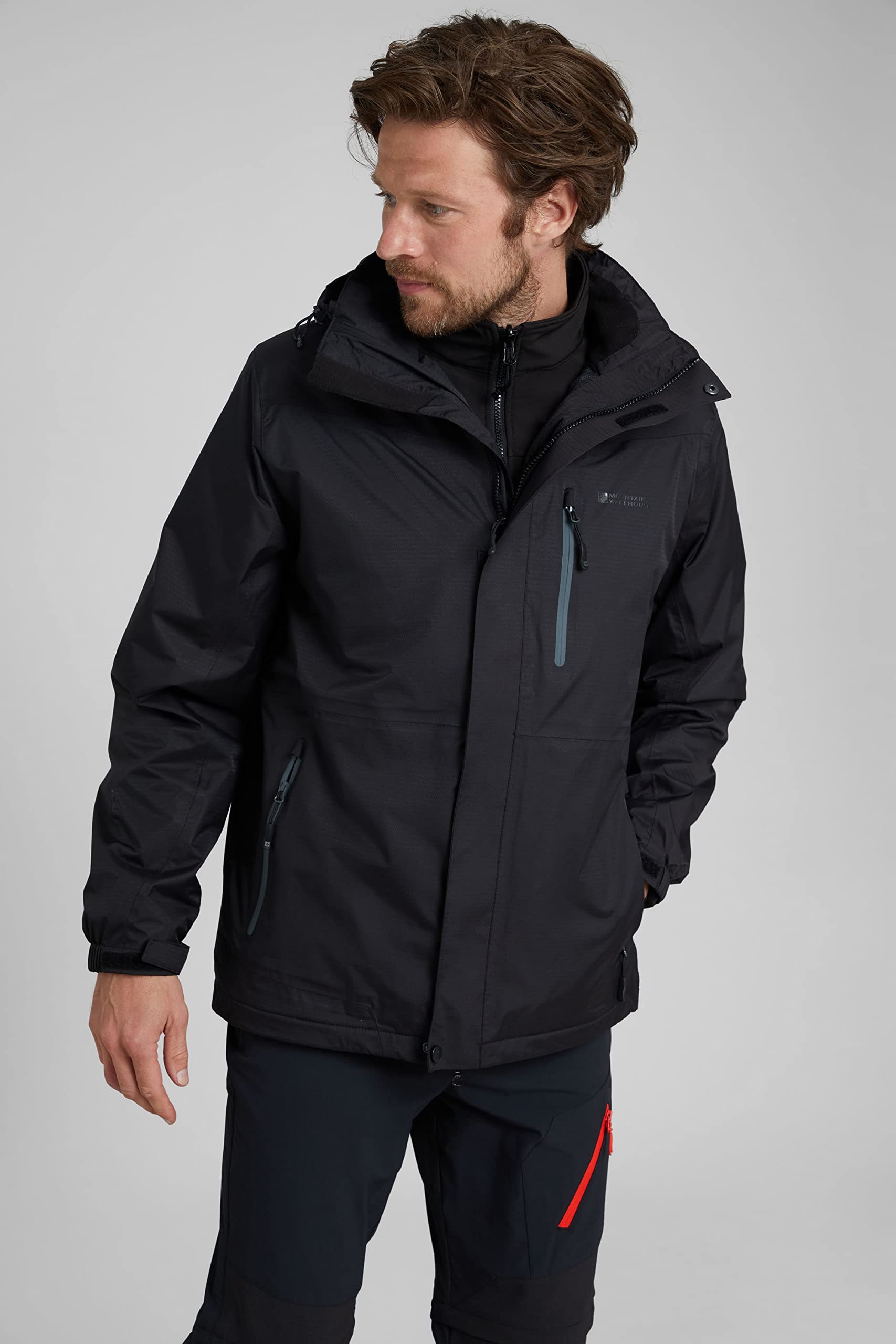 Mountain Warehouse Bracken Extreme 3 in 1 Mens Waterproof Jacket Dark Blue Large