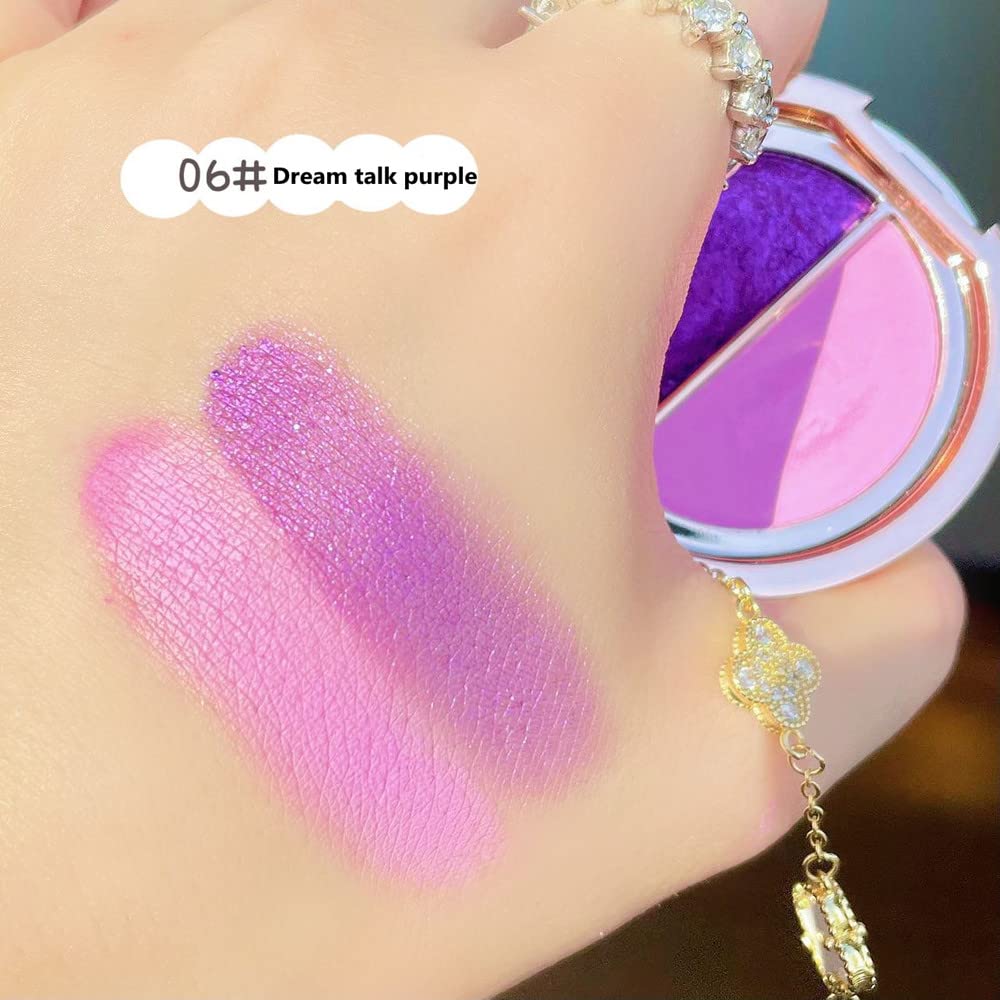 Timipoo Double color eye shadow, high pigment eye makeup palette, matte shimmer metal eye shadow powder, waterproof and durable color eye shadow (06#Dream talk purple)