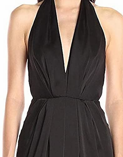 Jill Jill Stuart Women's Halter Deep-V Matte Charmuese Gown, Black, 6