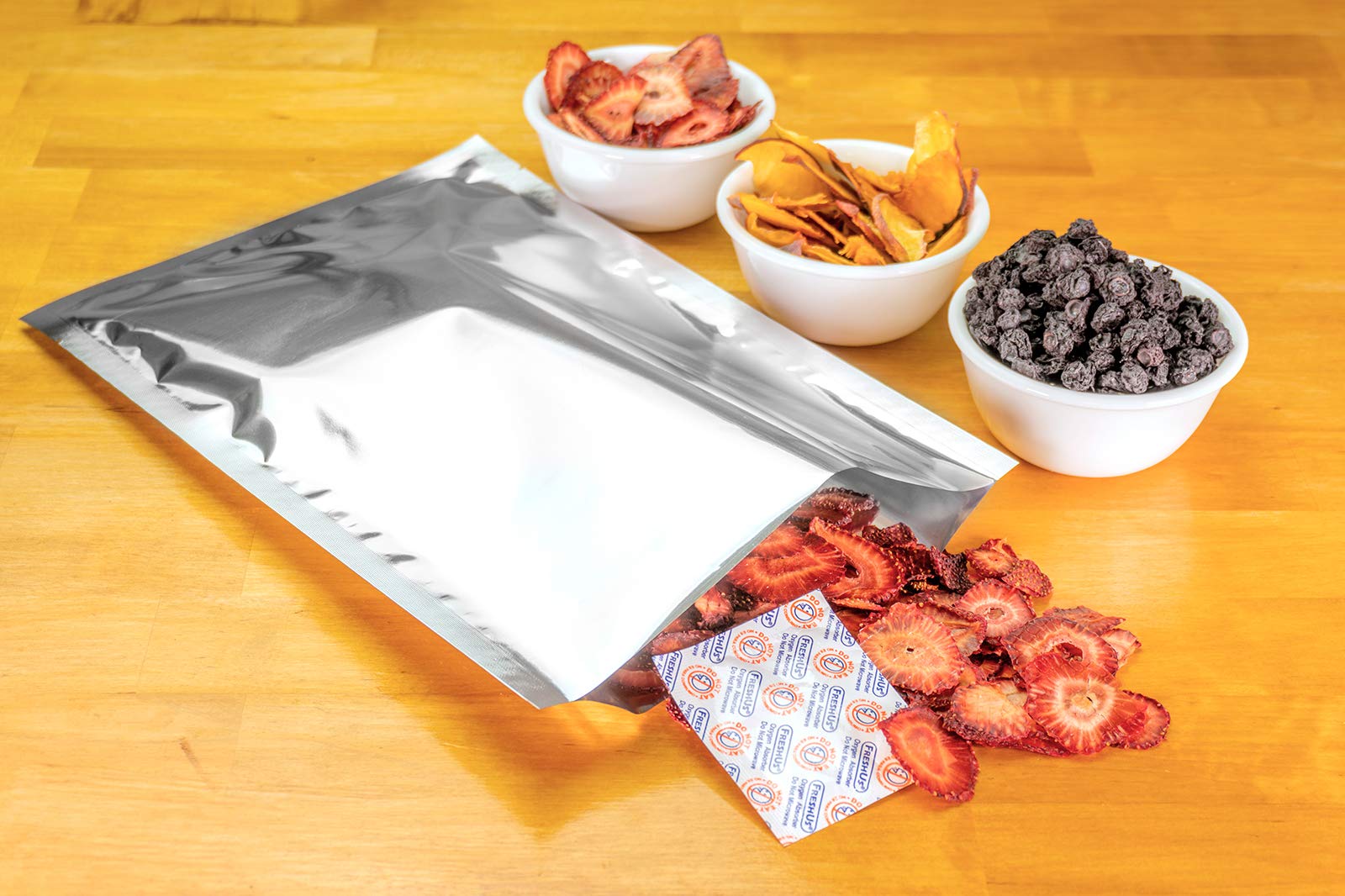 PackFreshUSA: 30cc Oxygen Absorber Compartment Packs - Food Grade - Non-Toxic - Food Preservation - Long-Term Food Storage Guide Included (100 Count (20 Packs of 5))