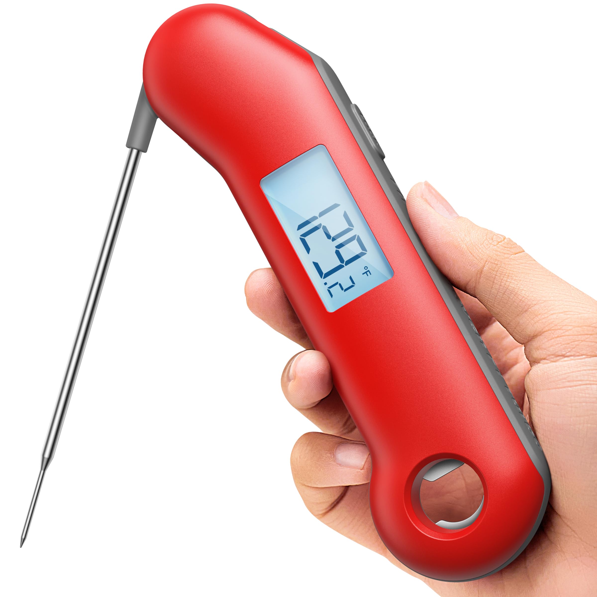 ThermoMaven ProfessionaI Meat Thermometer Digital, 3X Faster 0.5 Sec Instant Read, NIST Certified Accuracy ¹0.5°F, 100% Waterproof, Auto-Rotating Bright Display, for Candy/Grill/BBQ, Red & Gray