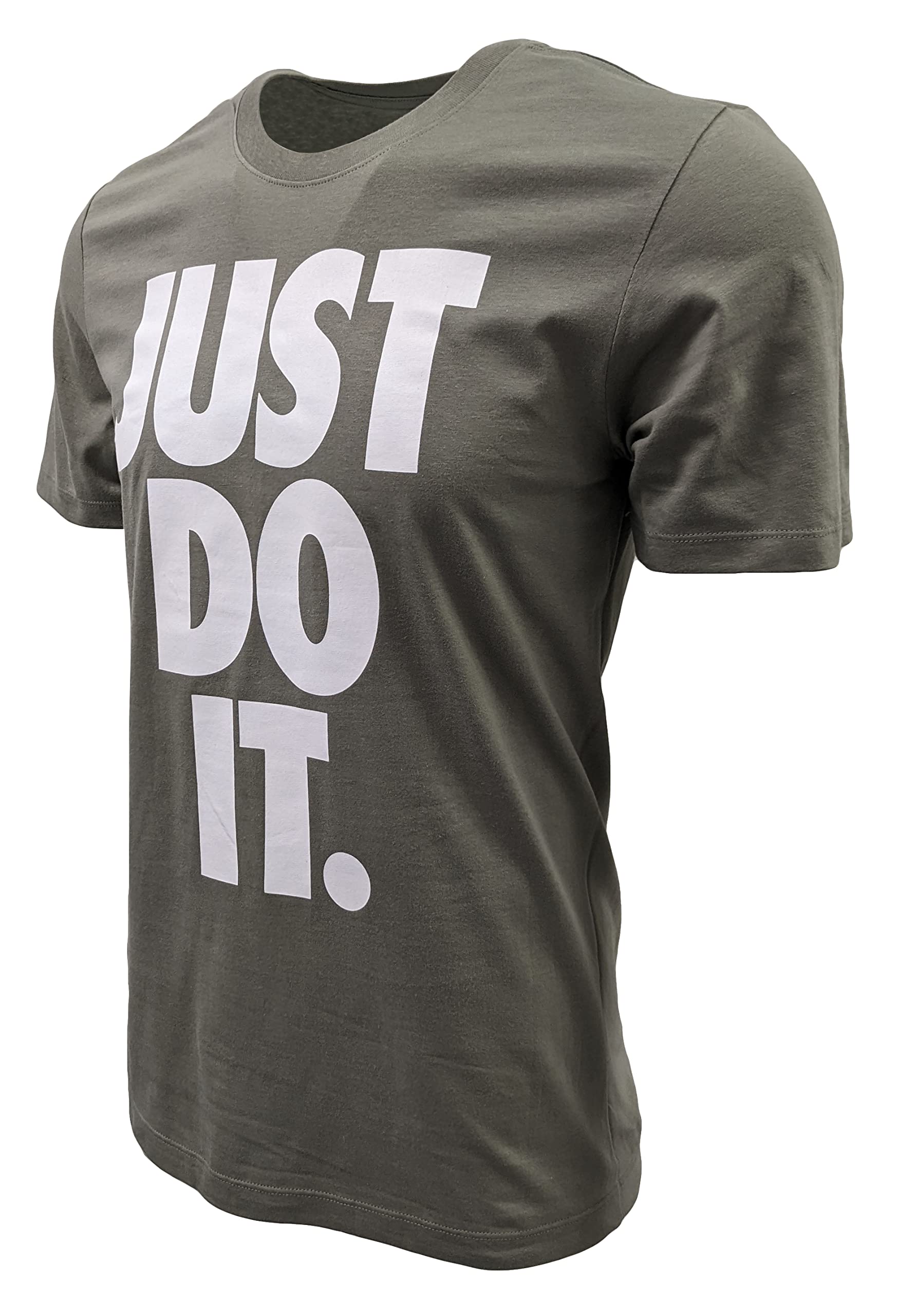 Nike Mens Just Do It Big Logo T-Shirt (Medium, Pale Moss Green/White)