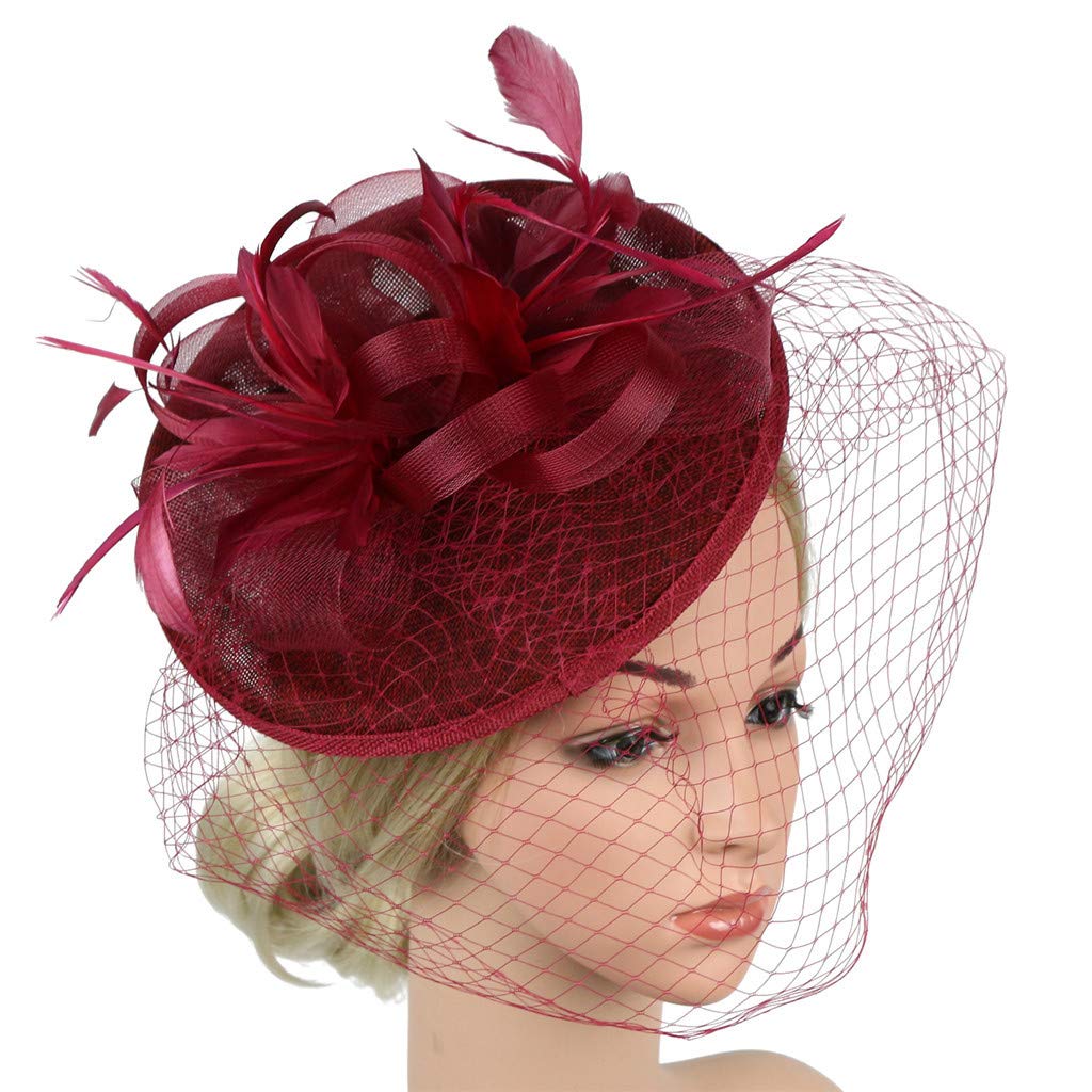 Pink Fascinators for Women Headband Accessory Hat Strap Elegant Hat Clip Flower Women's Party Hair Headband Pillbox Hats