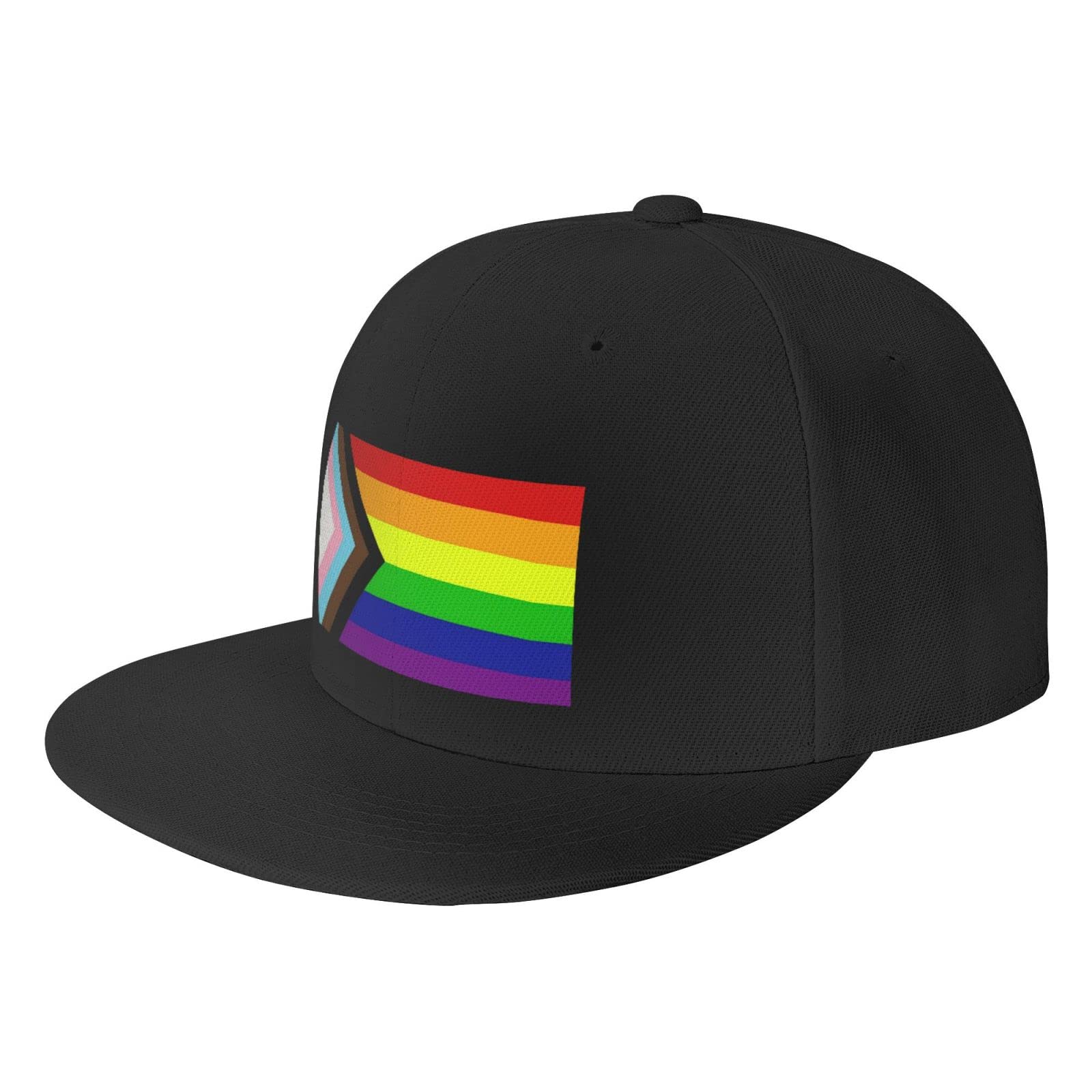 Qauirfe Progress Pride Flag LGBTQ Hat Adult Adjustable Baseball Cap Trucker Hats Black