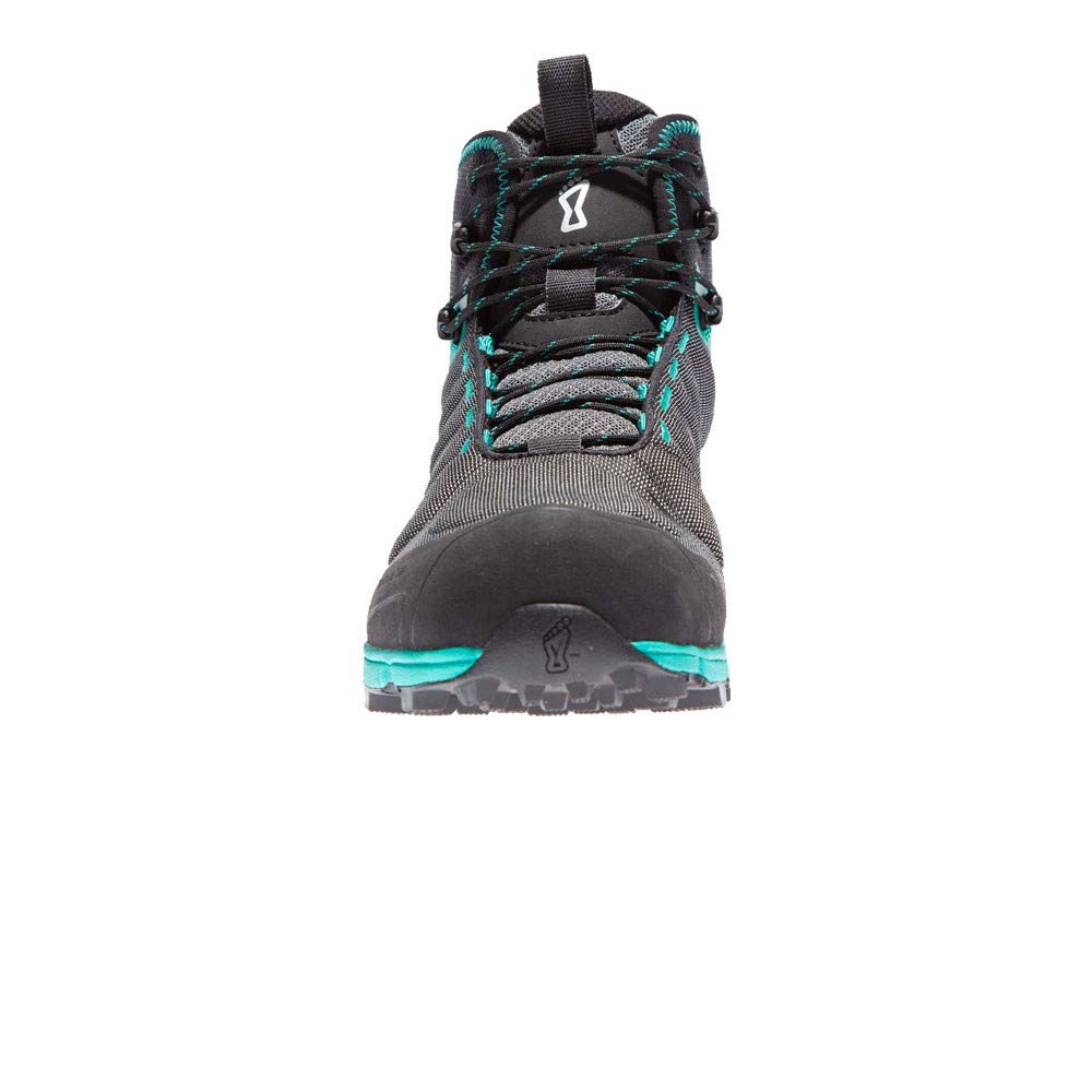 Inov-8 Womens Roclite G 370 - Waterproof Hiking Boots - Lightweight, Breathable - Graphene Grip - Mid Boot Fit - Vegan - Black/Teal 10 W US