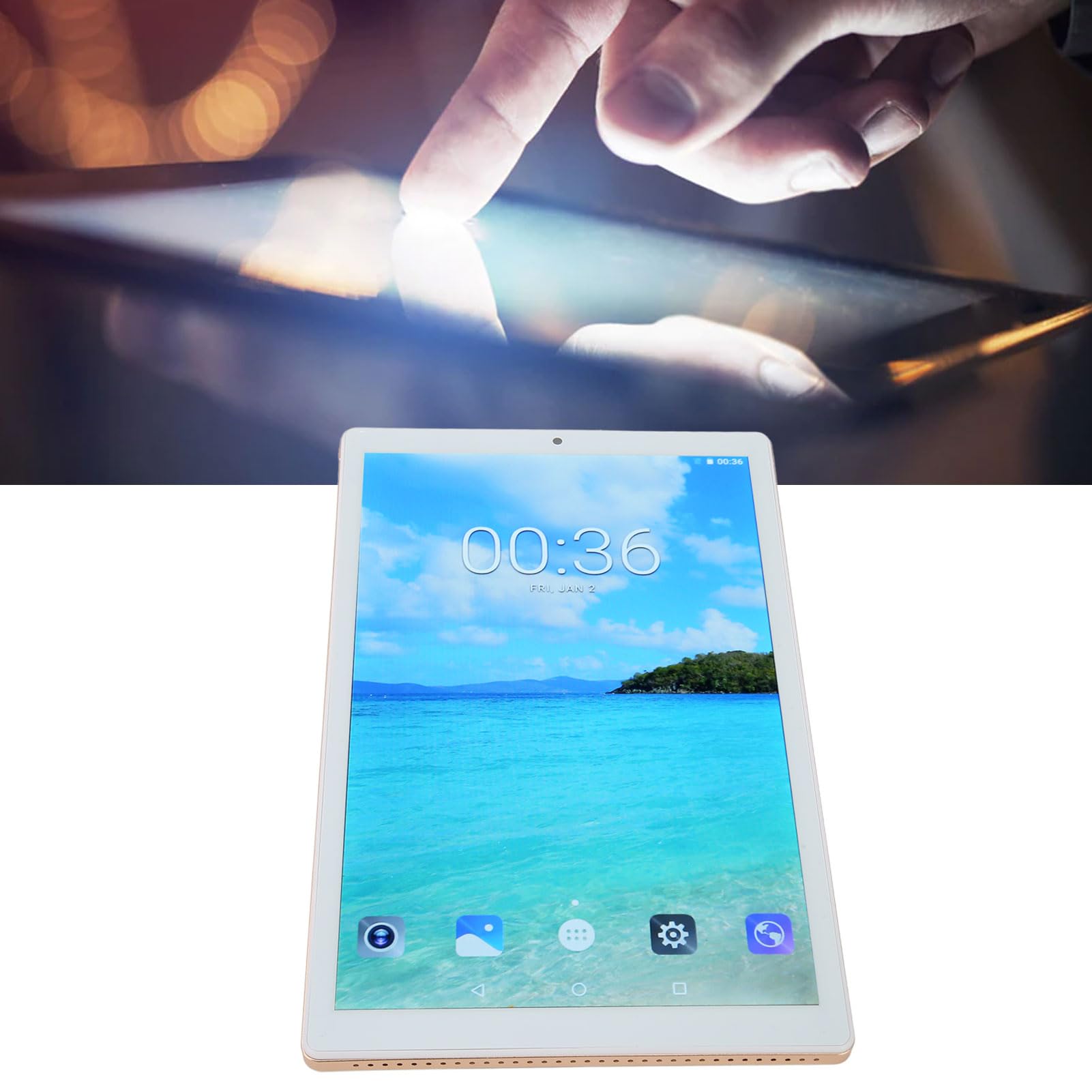 MAVIS LAVEN HD Tablet, 10.1 Inch Tablet Front 5MP Rear 8MP US Plug 100‑240V for Studying for Entertainment (Gold)