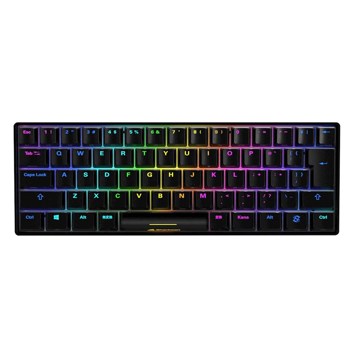 Sharkoon SKILLER SGK50 S4 Gaming Keyboard, Black, Wired, Detachable Cable, Numeric Keypadless, 60% Layout, Actuation Point, 0.07 inches (1.9 mm), Key Switch, Customizable