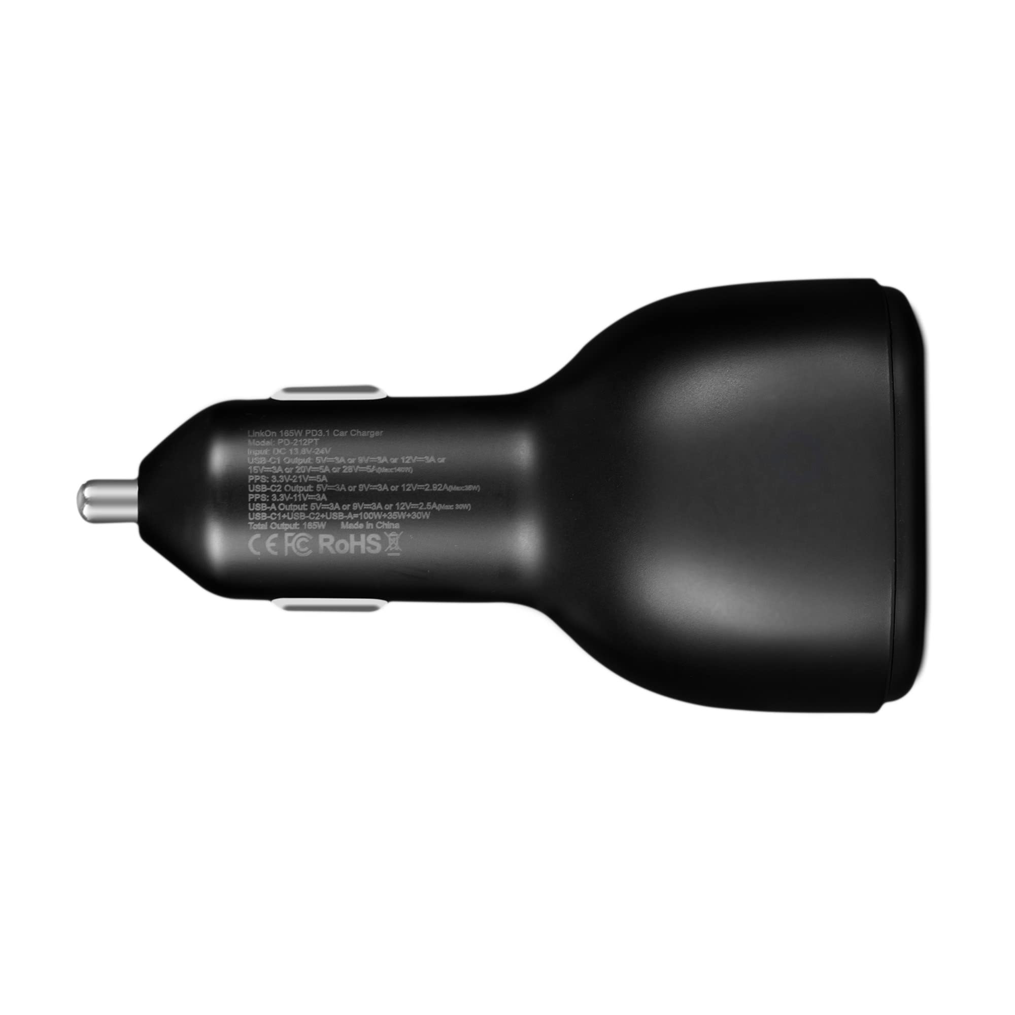 LinkOn 165W Car Charger with 140W PD3.1 USB-C and 30W QC3.0 UAB-A Compatible with MacBook Pro 16β 2021 Lenovo Legion 7 7i HP Dell Samsung Apple