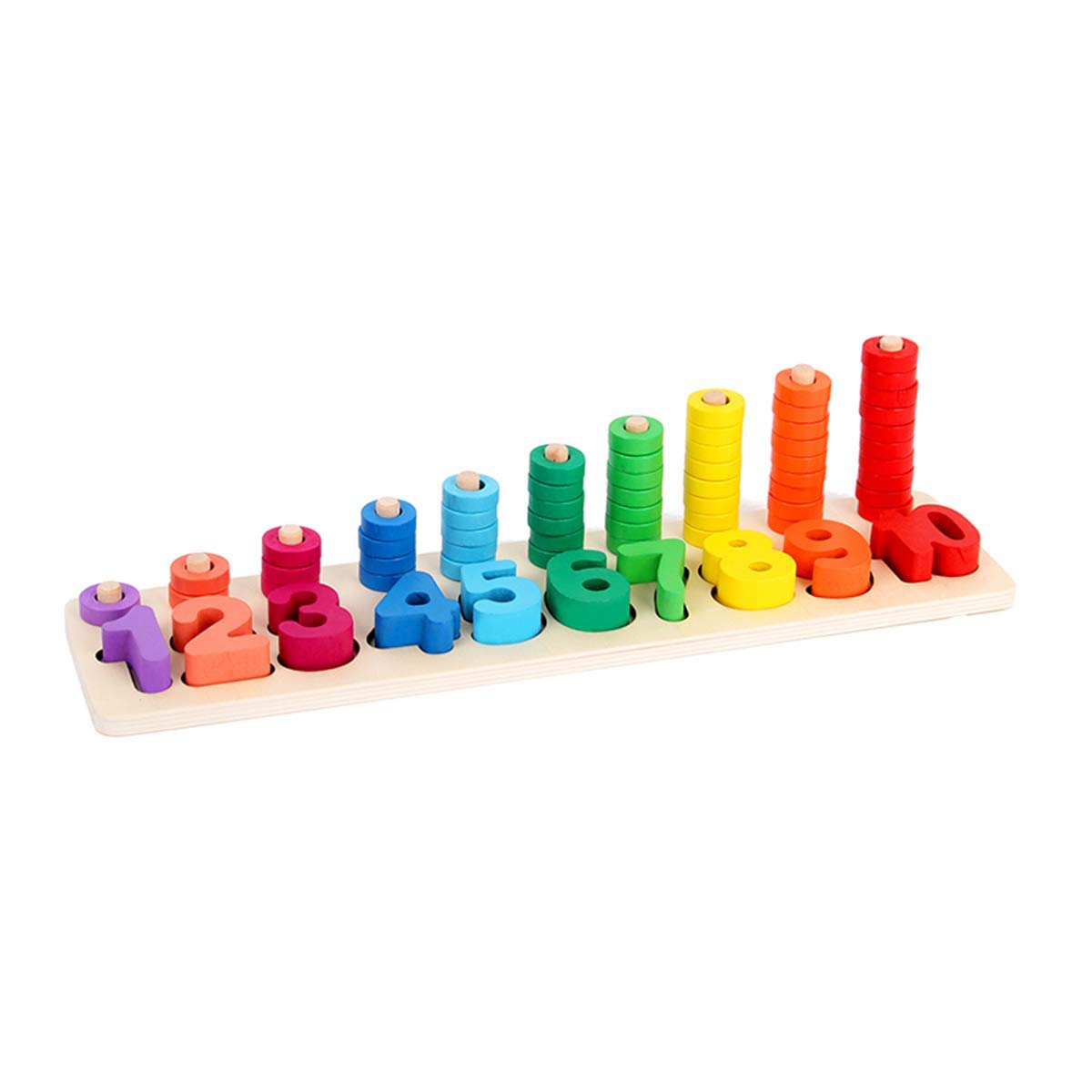 KangRuiZhe Montessori Wood Blocks Sorting Puzzle Sorter Stacker Math Intelligence Peg Number Boards for Baby Toddler Preschool Kids …