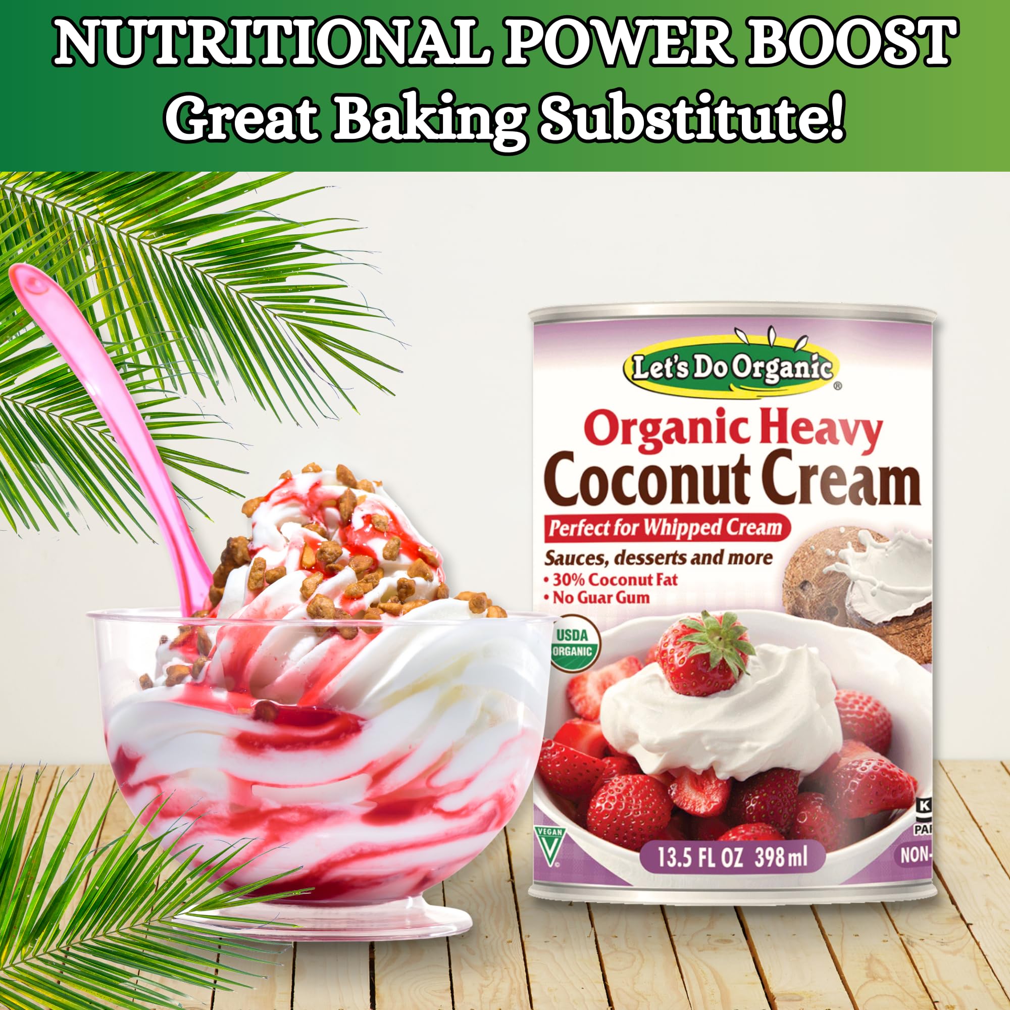 Let's Do Organic Heavy Coconut Cream β Canned Coconut Cream, Whipped Cream, Heavy Cream, No Guar Gum, Dairy Free, USDA Organic β 13.5 Fl Oz