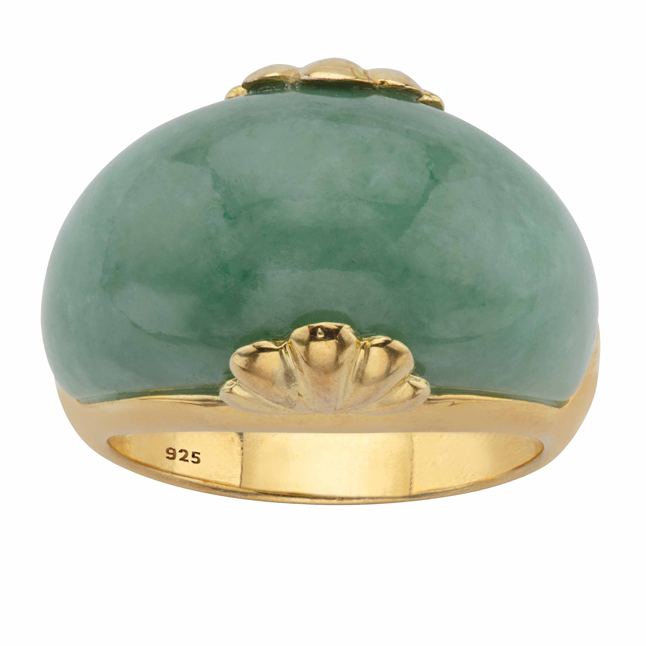 PalmBeach Yellow Gold-plated Sterling Silver Genuine Green Jade Ring Sizes 6-10 Size 7