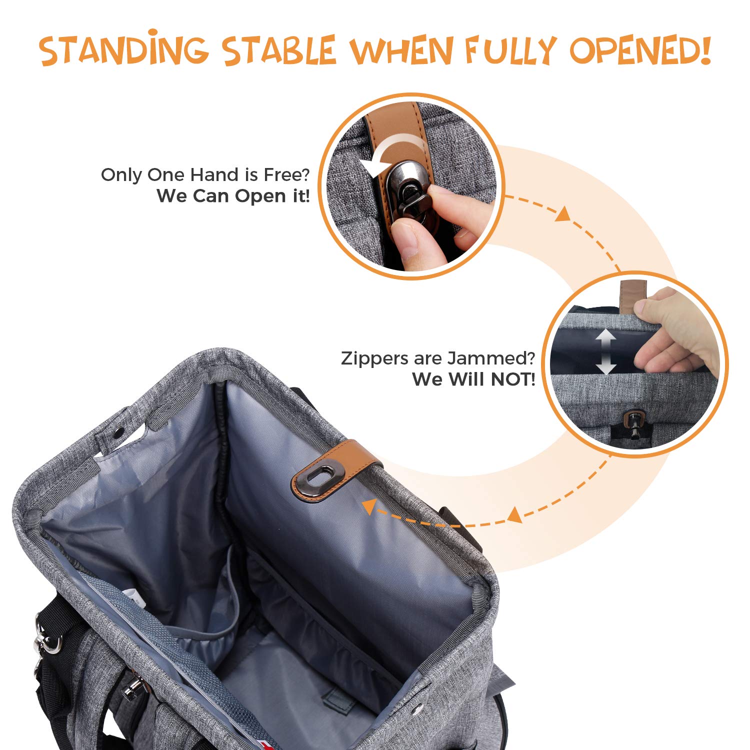 Lifewit Diaper Bag Backpack, Unisex Nappy Bag Hospital Bag with Changing Pad Multifunctional One-hand Opening and Closing Maternity Bag Travel Backpack for Mom Dad