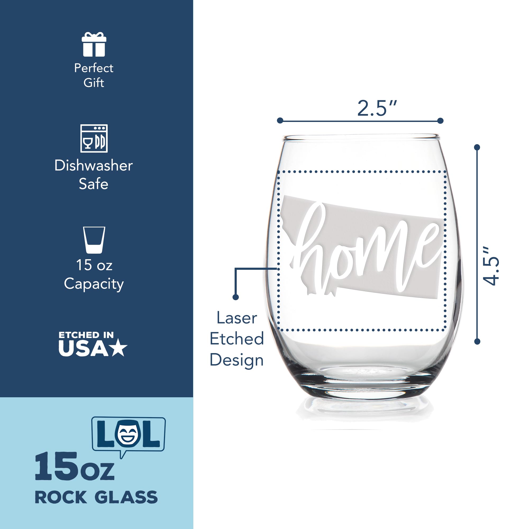 Montana State Stemless Wine Glass - Montana Gift, Montana Wine Glass, Montana Fan Gift