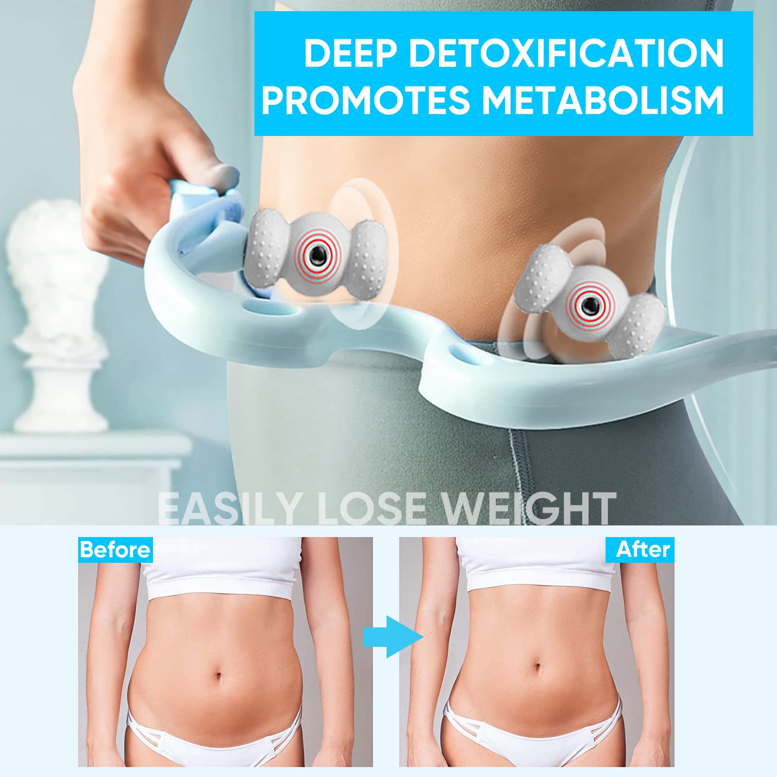Neck Massager, Trigger Point Neck Roller, Neck Massager for Pain Relief Deep Tissue, Handheld Shoulder Massager Tool with 6 Balls Massage Point, Suitable for Legs, Waist, Neck and Shoulder Relaxer