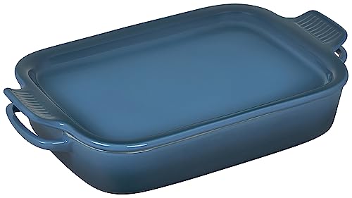 Le Creuset Stoneware Rectangular Dish with Platter Lid, 14 3/4" X 9", Deep Teal