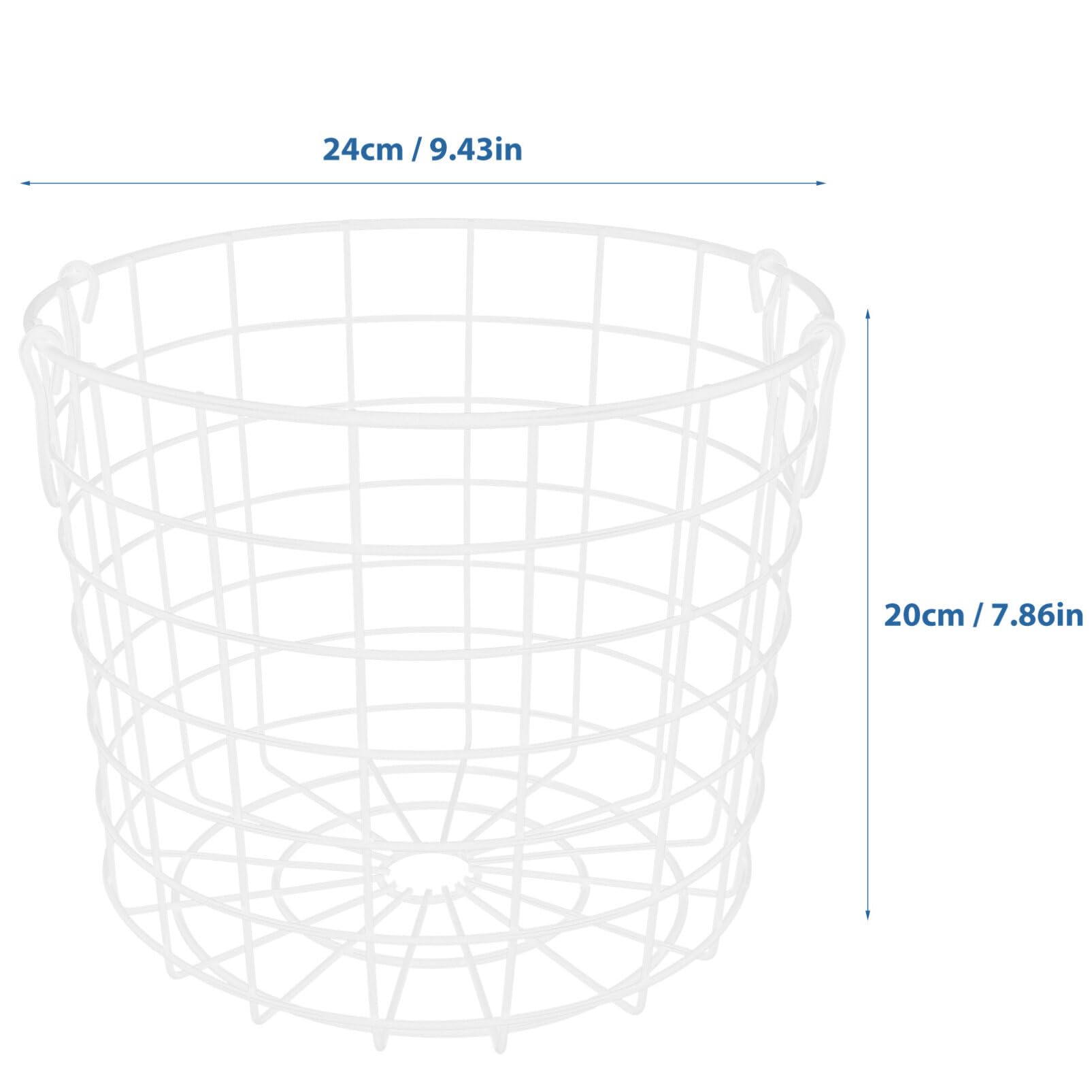VOSAREA Iron Wire Laundry Hamper Metal Laundry Basket With Handles Round Storage Bin for Towels Books Dirty Clothes Organizer White