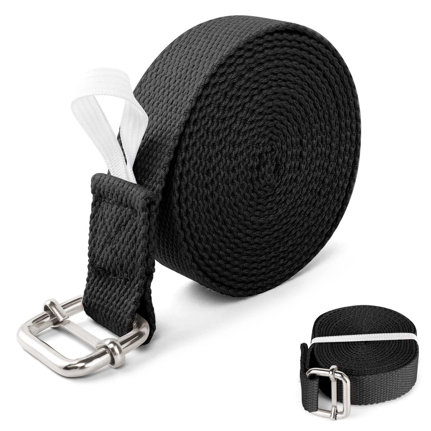 Odoland 6ft Yoga Strap, Non Elastic Stretching Strap for Physical Therapy with Extra Safe Adjustable Ring Buckle, Stretch Band for Yoga, Pilates, Exercise, Dance, Gym Workouts, Black