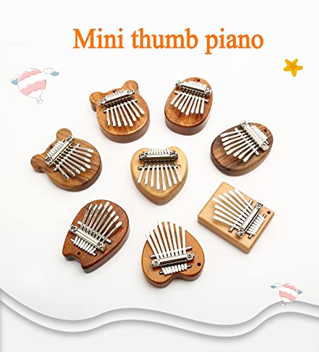 OMUU Mini Kalimba Thumb Piano, Solid Wood 8-Key Finger Piano With Lanyard, Portable Marimba Music Thumb Piano, The Best Gift for Novices.