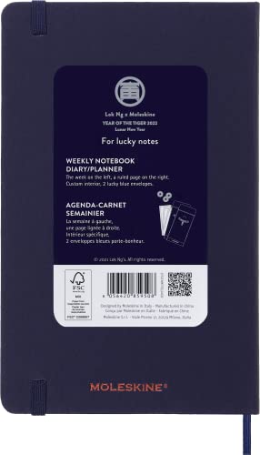 Moleskine 2022 Year Of The Tiger Weekly Planner, 12M, Large, Blue, Hard Cover (5 x 8.25)