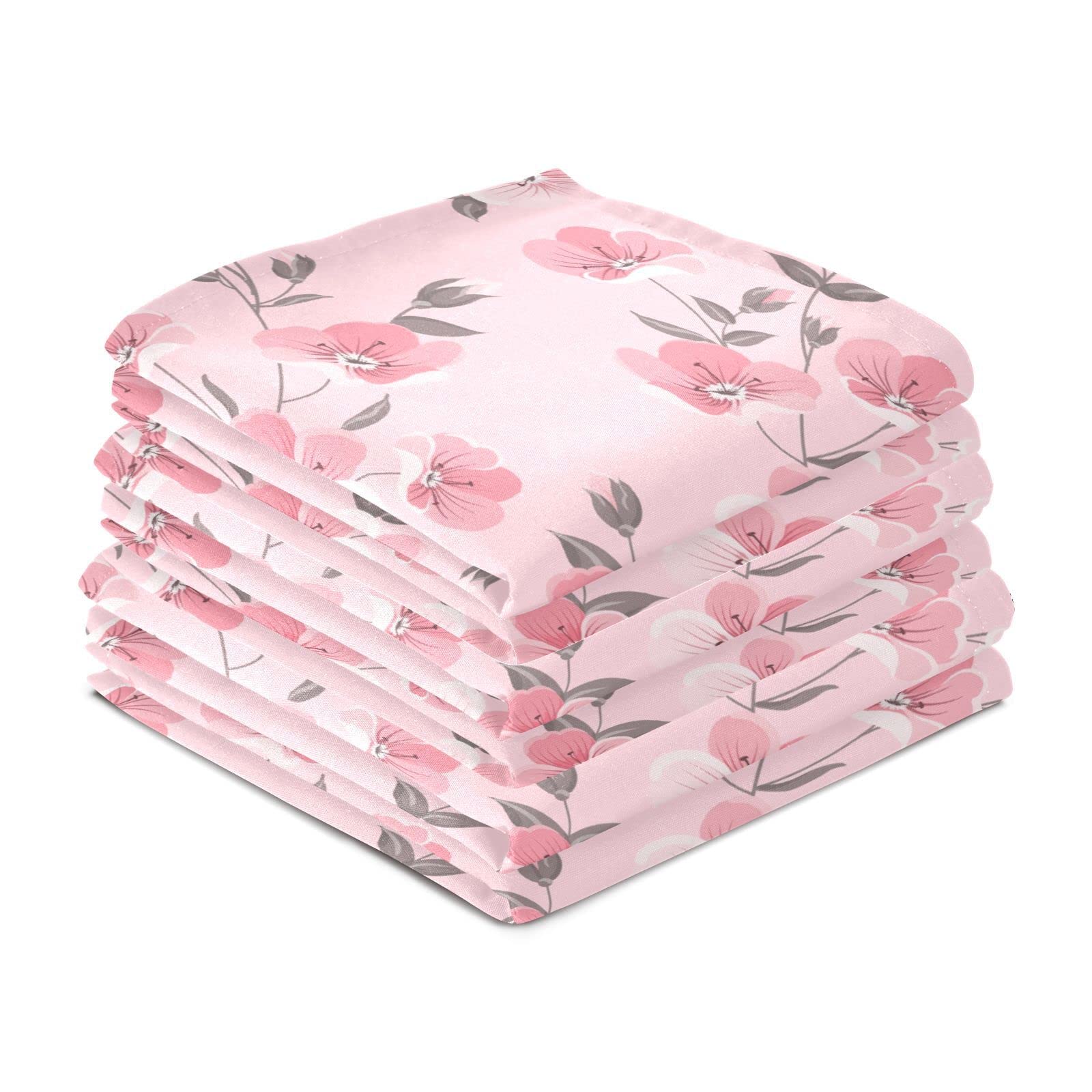 MNSRUU Kitchen Towels Dishcloths Sets 4Pcs with Hanging Loop, Floral Cherry Blossoms and Branches Pink Absorbent Kitchen Décor Cleaning Hand Towel Tea Towels for Farmhouse Kitchen Dishes Tea Home