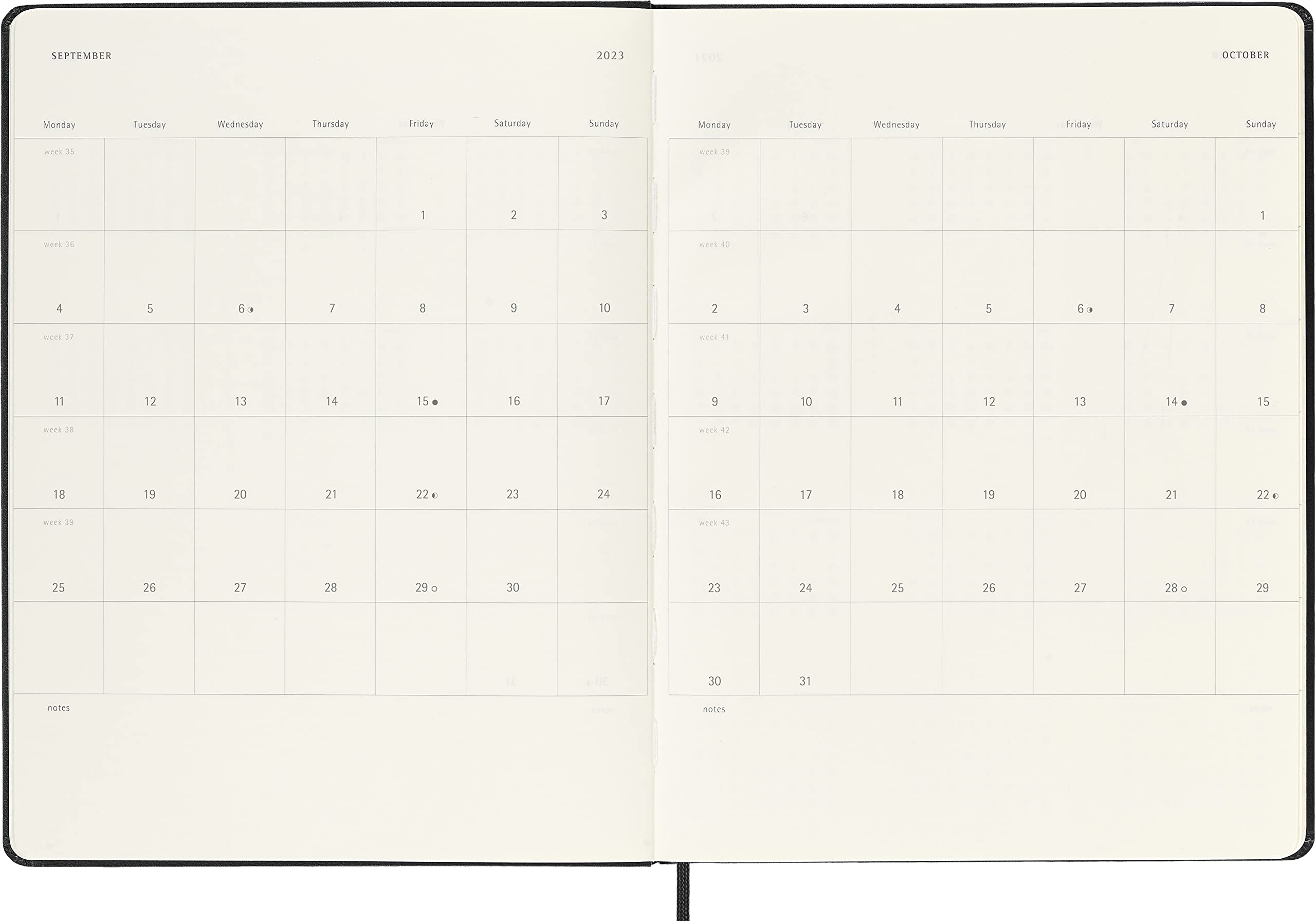 Moleskine Classic 18 Month 2022-2023 Weekly Planner, Hard Cover, XL (7.5" x 9.75"), Black