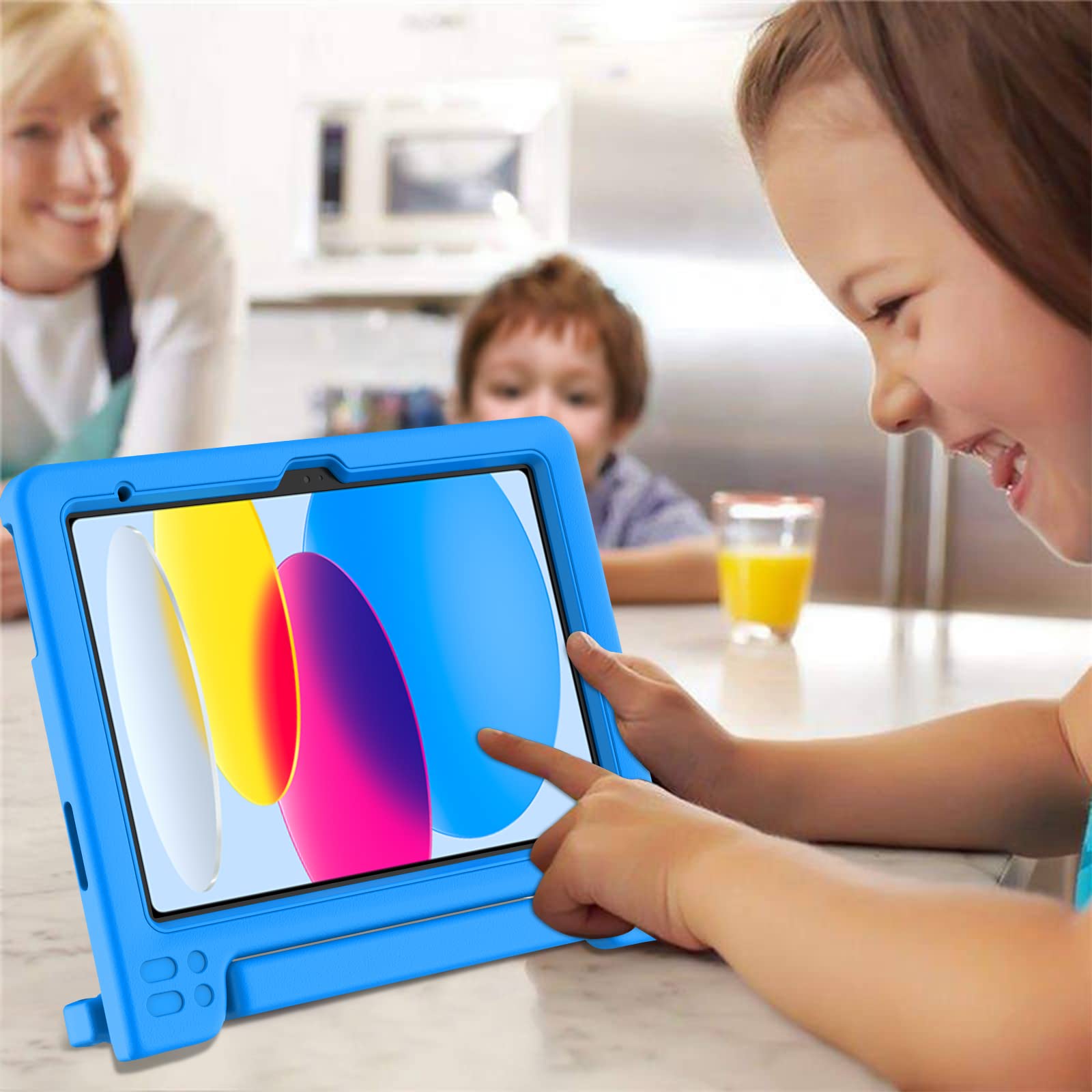 TIRIN Kids Case for New iPad 10th Generation 10.9 inch 2022 - with Built-in Screen Protector, Covertible Durable Lightweight Shockproof Handle Stand Kid-Proof 10.9β iPad 10th Gen Case for Kids, Blue