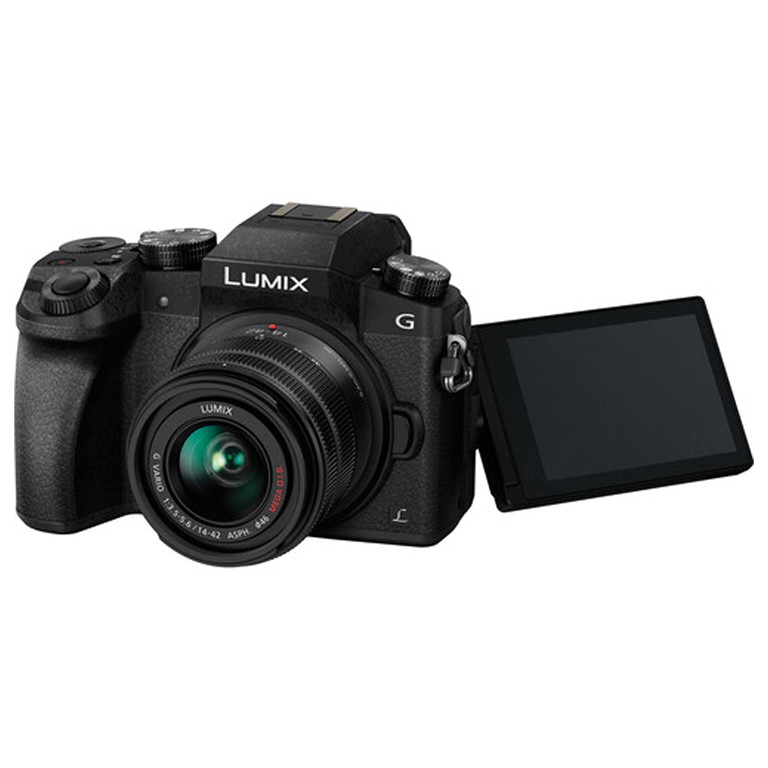 Panasonic Lumix G7 Mirrorless Camera with 14-42mm Lens (Black)- LED Video Light + Microphone + Extreme Speed 64GB Memory(23pc Bundle)