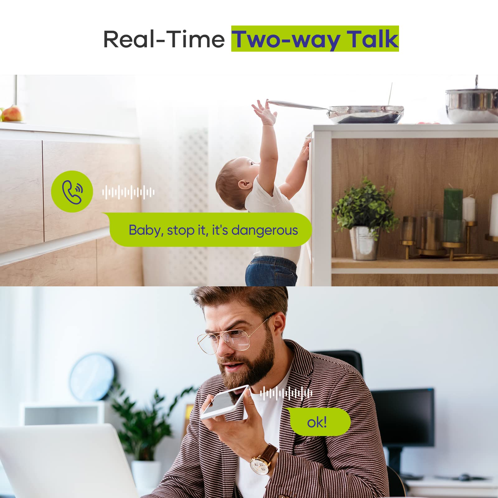 SANNCE IP Camera WiFi Pan Tilt Smart Security Camera, 1080P Indoor Pet Baby Elder 360° Camera with Two-Way Audio, Human Motion Detection, One-Touch Alarm, Cloud & SD Card Storage, Works with Alexa