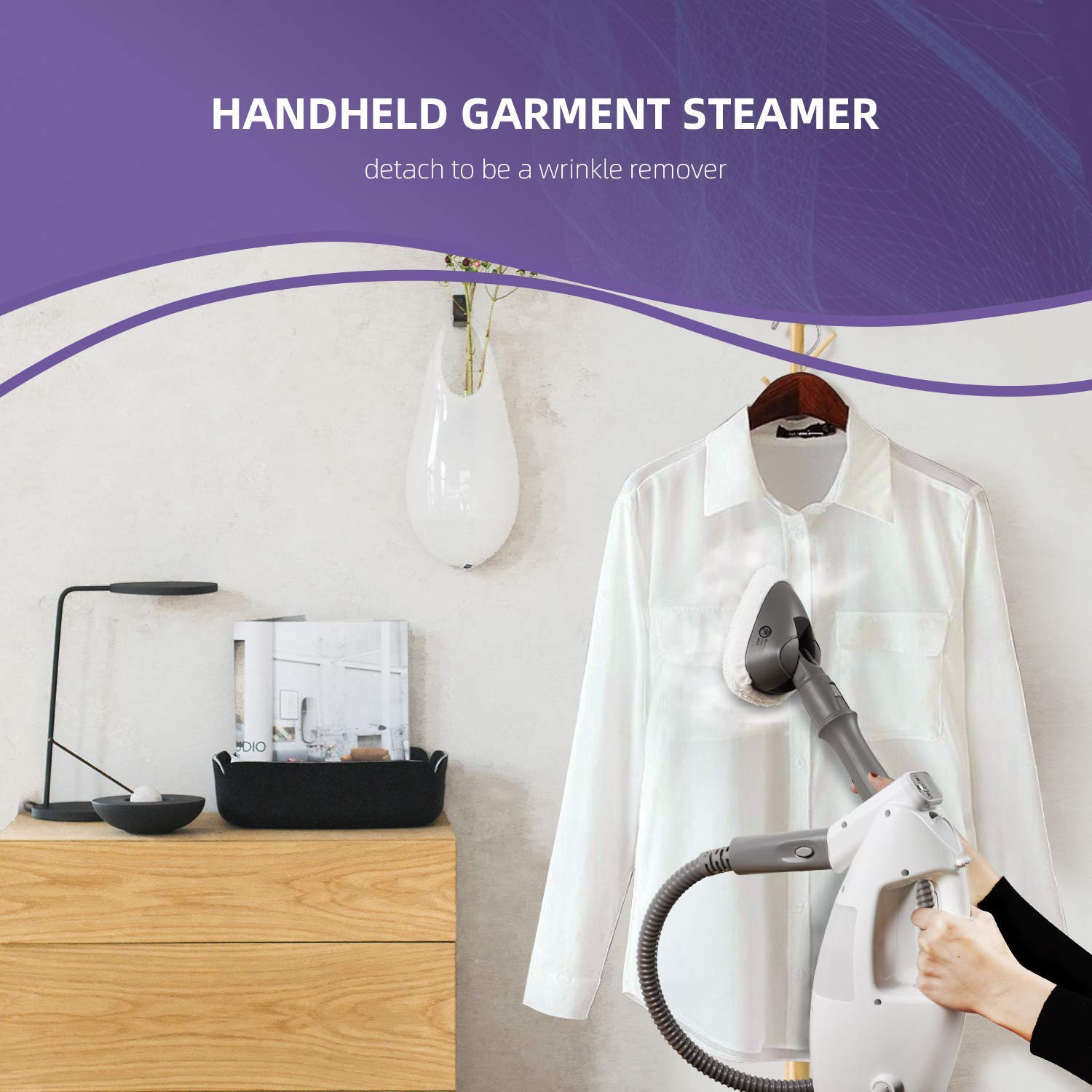 LIGHT 'N' EASY Multifunctional Steam Mop with Detachable Handheld Unit Floor Steamers Cleaner for Hardwood,Grout,Tile White, 7688ANW (Renewed)